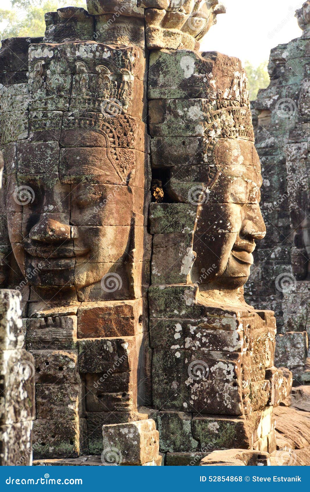 Face tower of Bayon Temple editorial stock photo. Image of head - 52854868