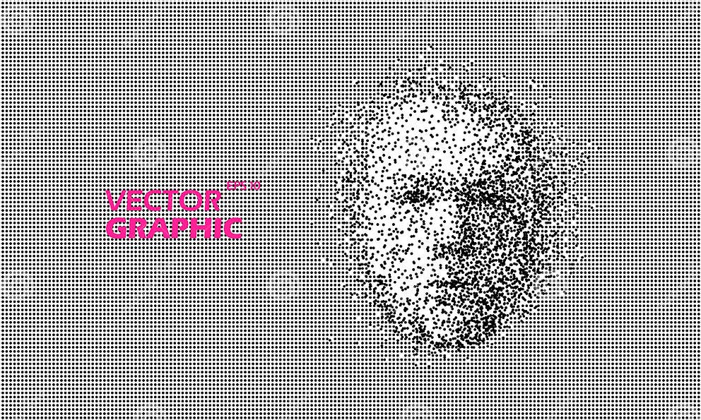 A Face Transformed from Neatly Arranged Particles, Vector Illustration ...