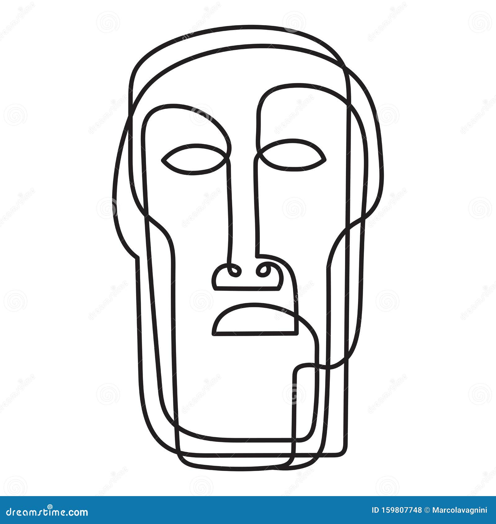 Face Tribal Mask Continuous Single Line Style Stock Vector ...