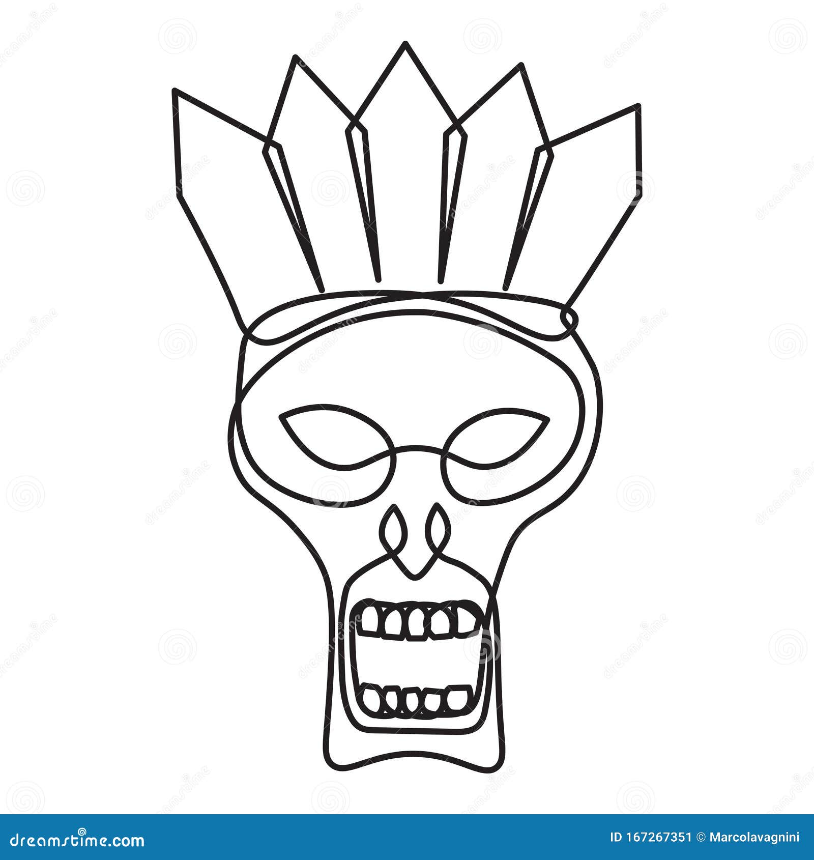 Face Tribal Mask Continuous Single Line Stock Vector - Illustration of ...