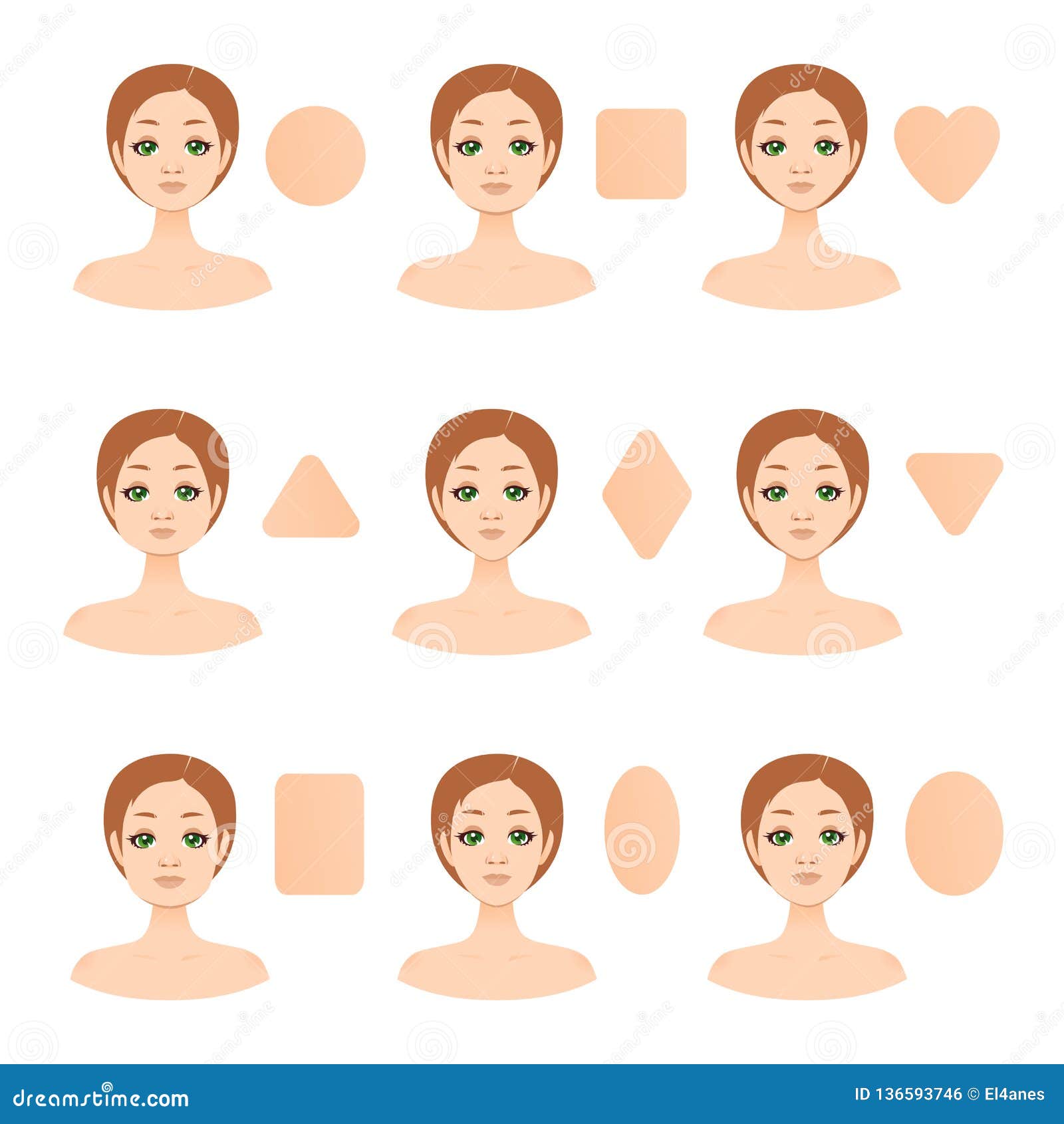 Face types. Vector stock vector. Illustration of round - 136593746