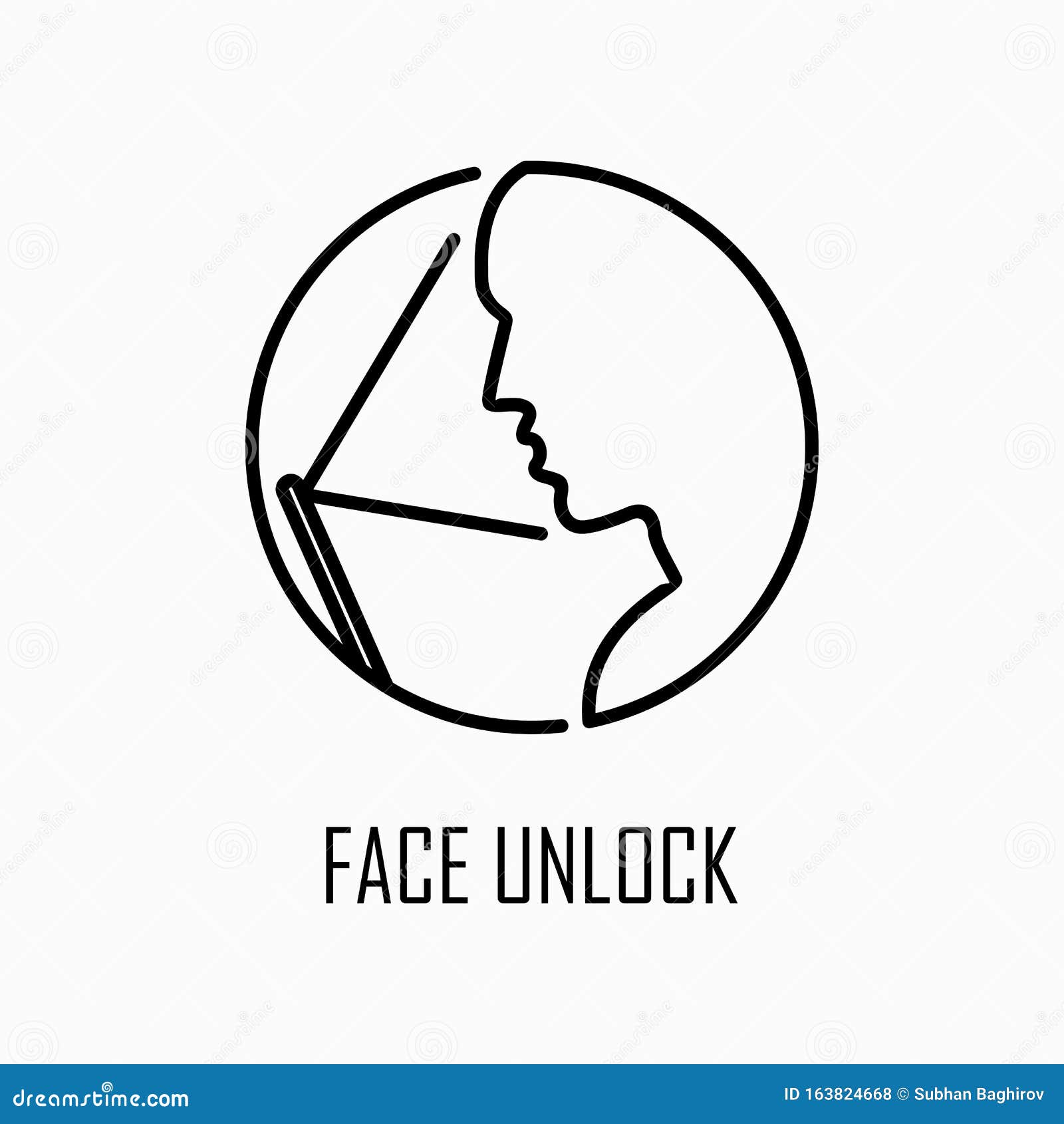 Face Unlock Icon Simple Flat Style Outline Illustration Stock Vector ...