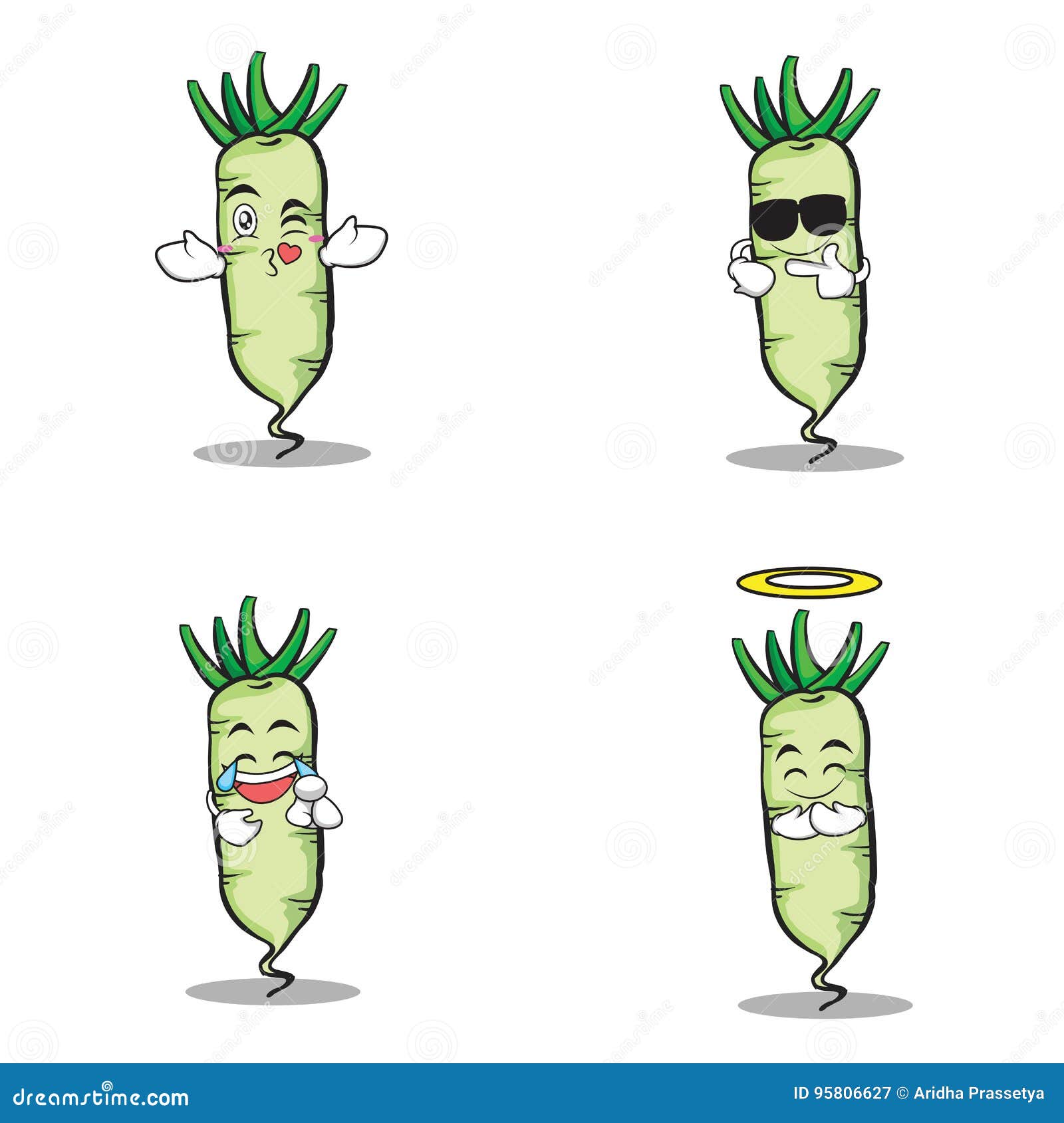 Face White Radish Character Cartoon Stock Vector - Illustration of ...