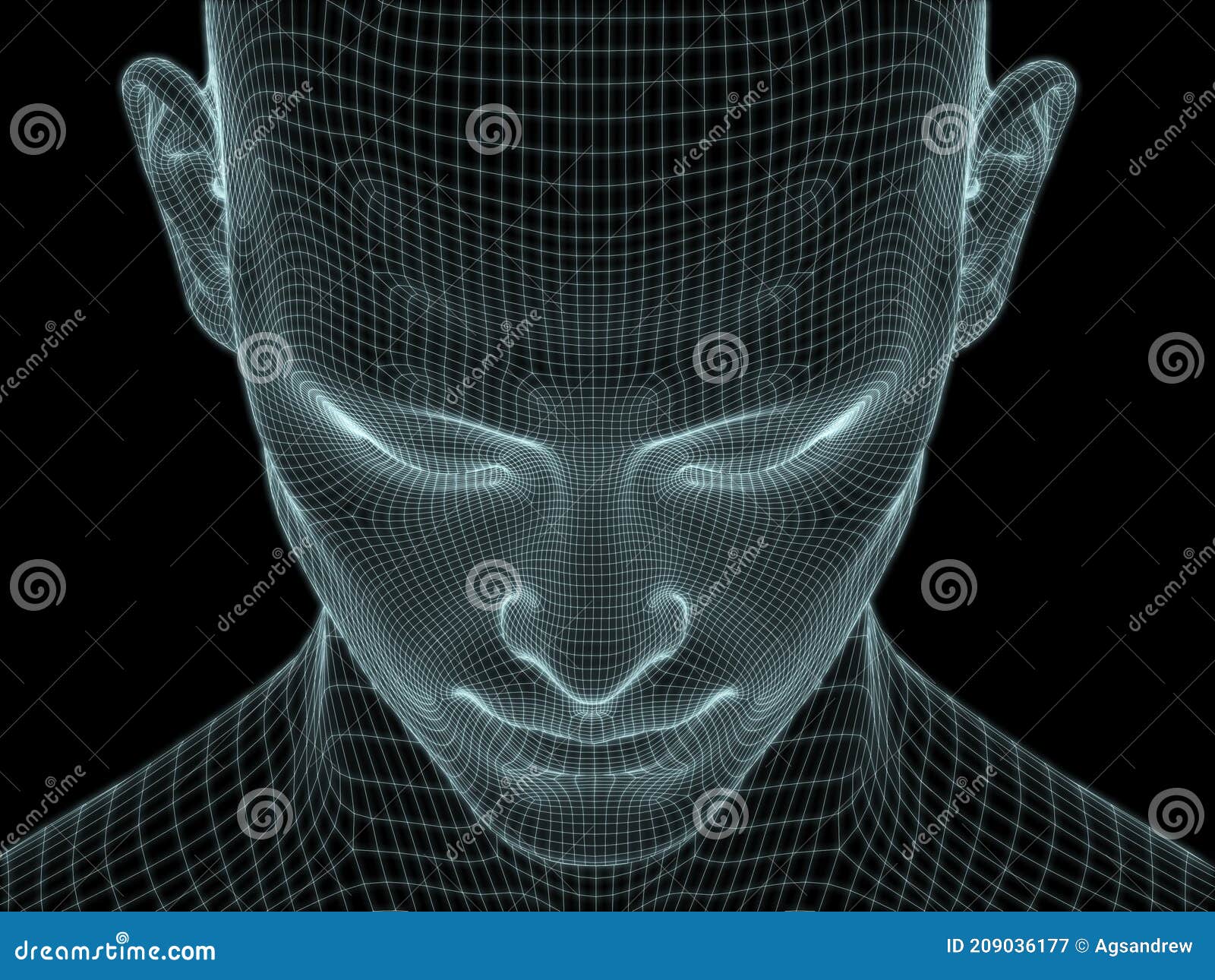 Face Wire Mesh in 3D stock illustration. Illustration of understanding ...