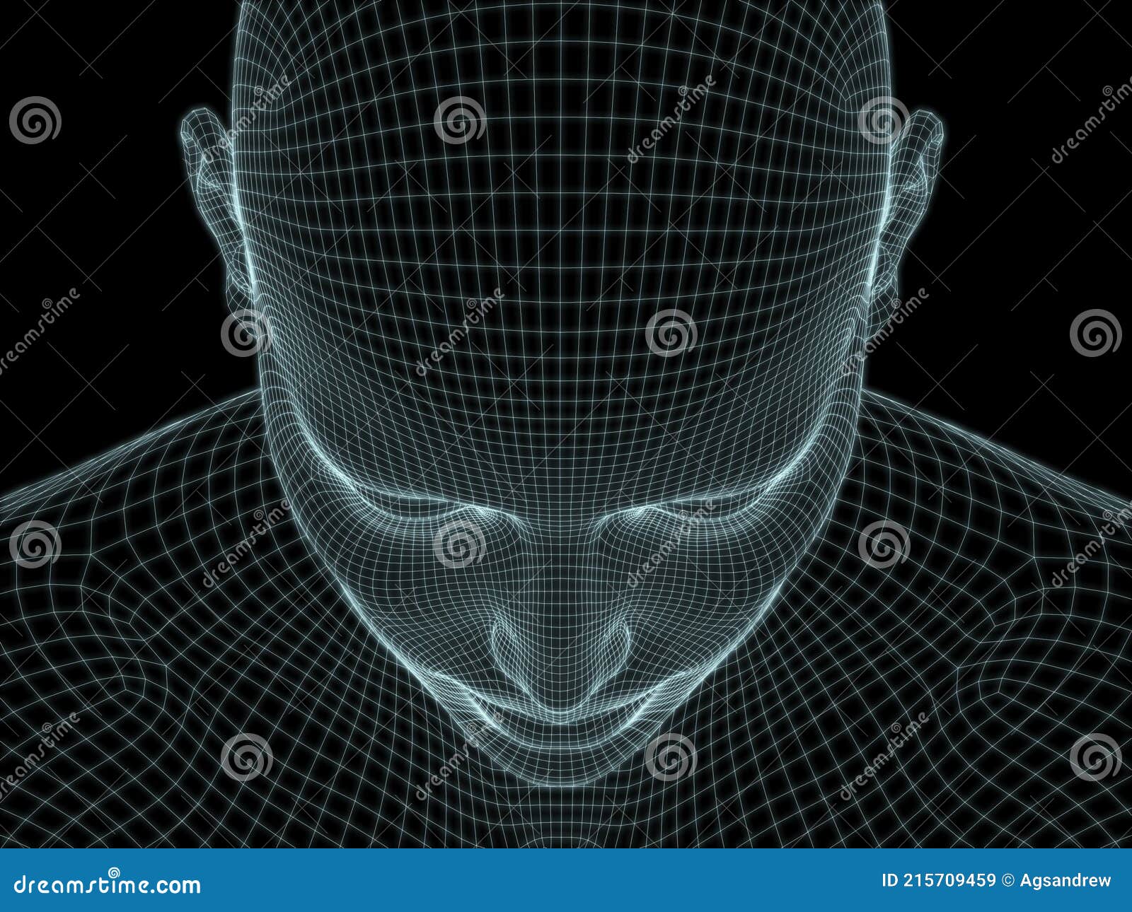 Face Wire Mesh in 3D stock illustration. Illustration of rendering ...