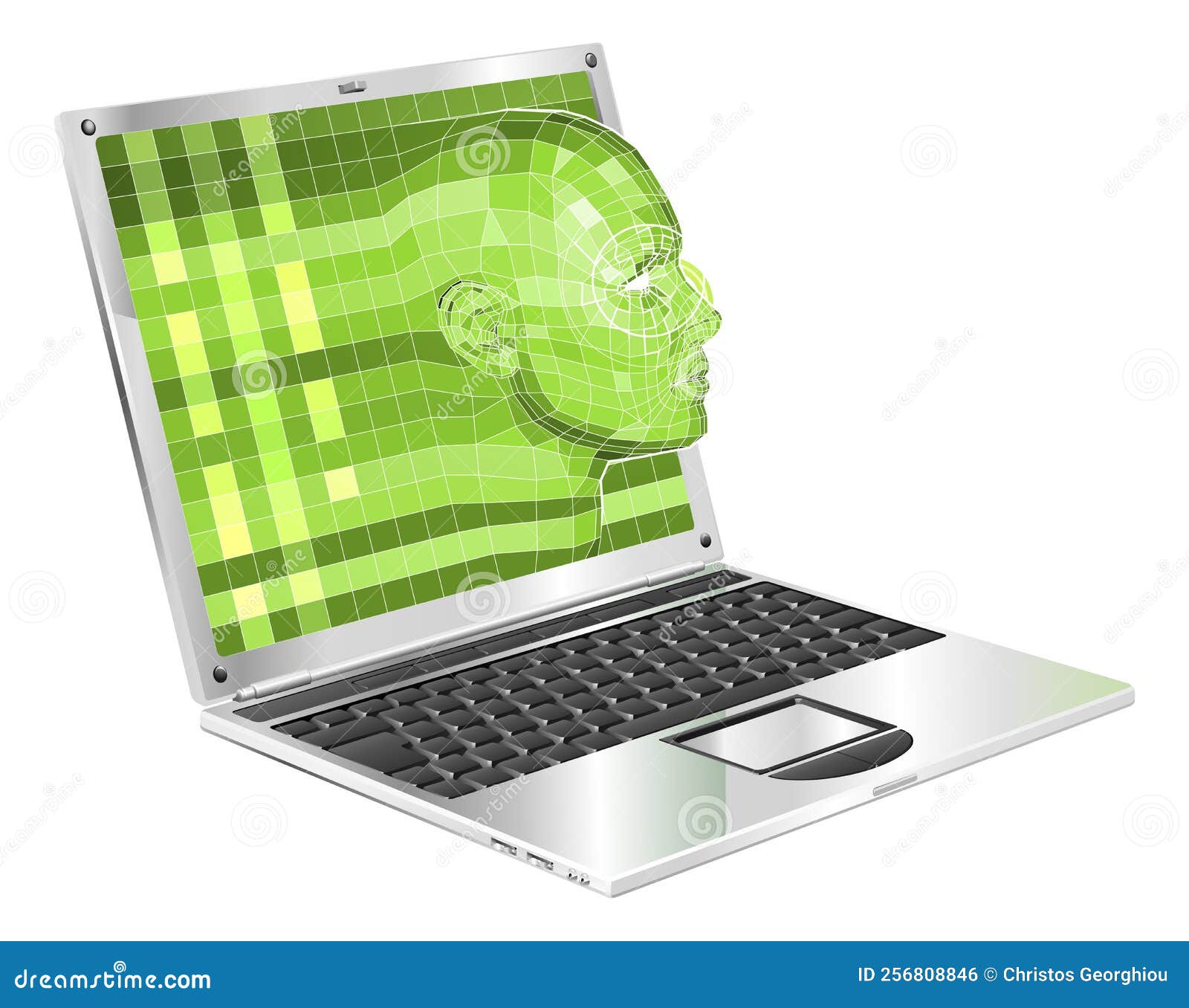 Face Wireframe 3D Computer Technology Concept Stock Vector ...