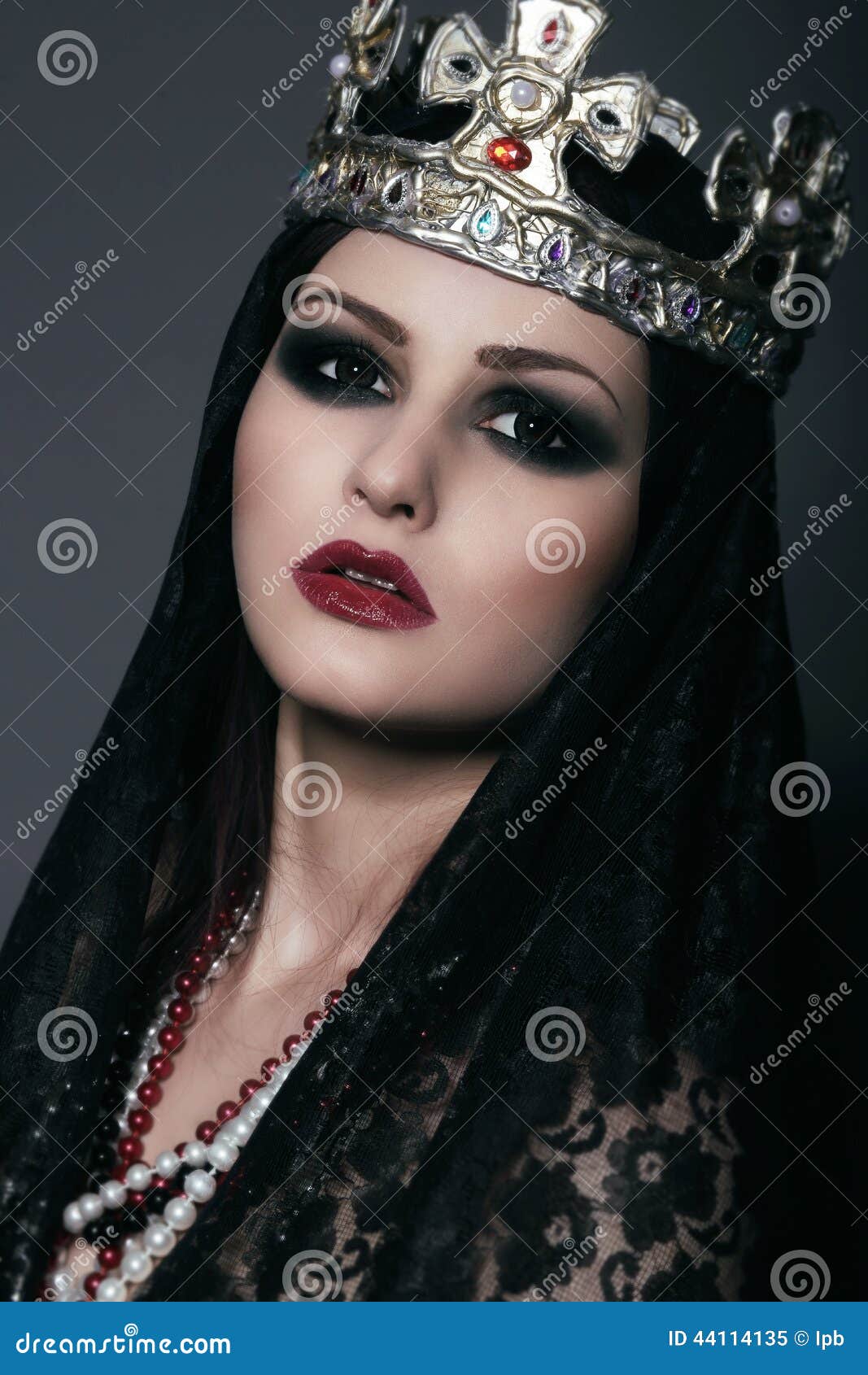 Face of Witch in Silver Crown with Jewels Stock Image - Image of ...