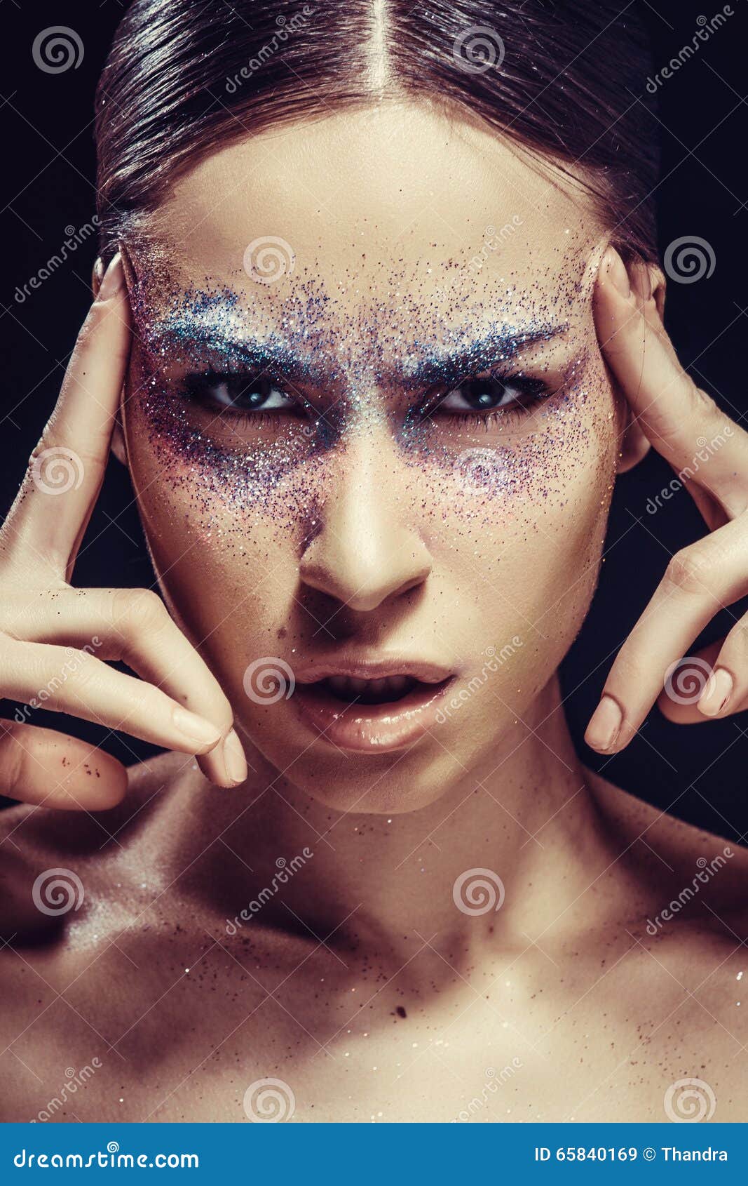 Face of Woman with Beautiful Makeup Close-up Stock Image - Image of ...