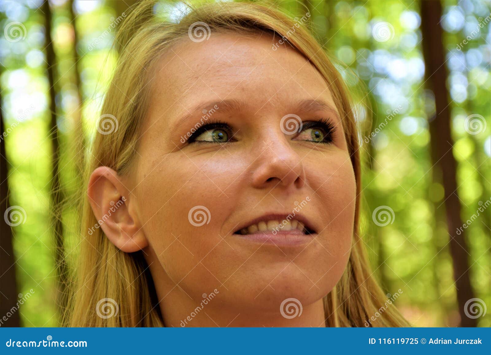 Face of a Woman with Blond Hair Looking Sideways Stock Image - Image of ...