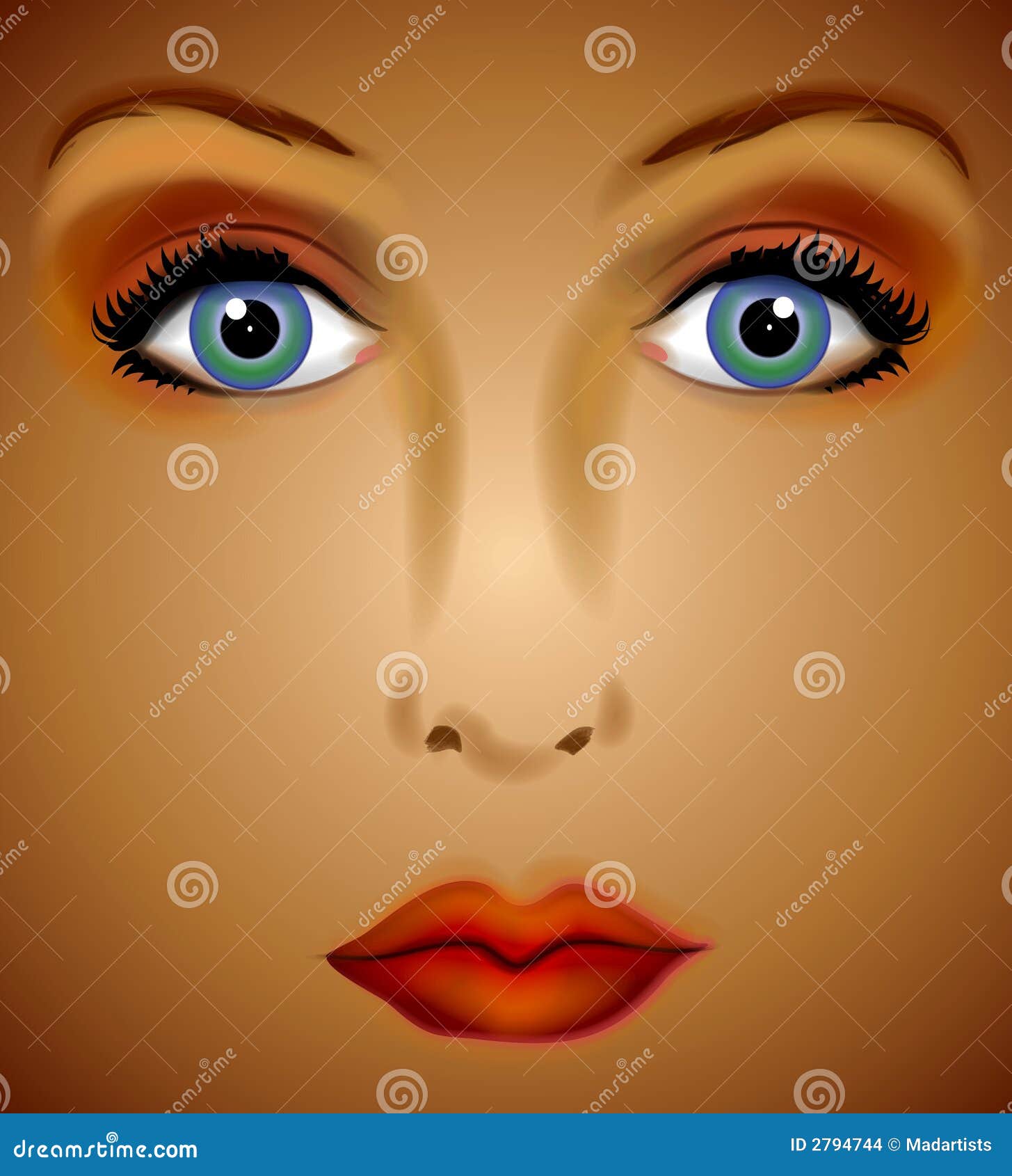Face of Woman Digital Art stock illustration. Illustration of color ...