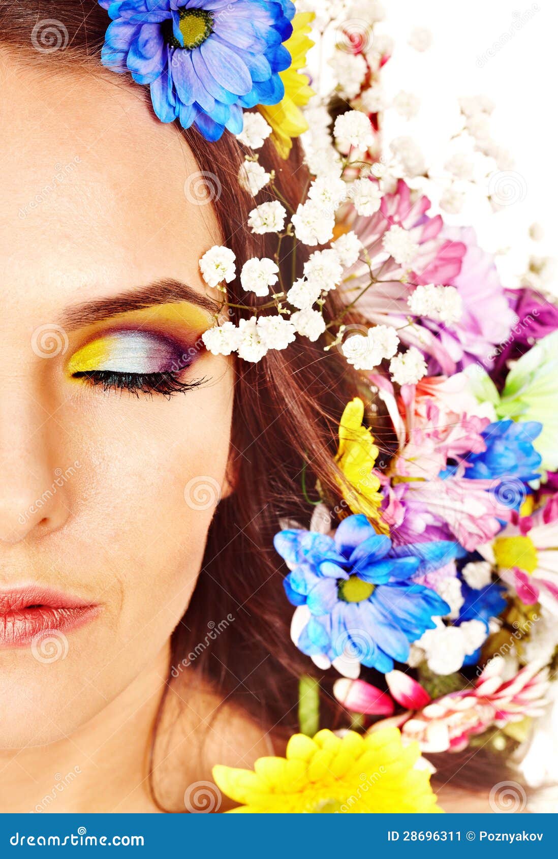 Face of woman with flower. stock image. Image of beautiful - 28696311
