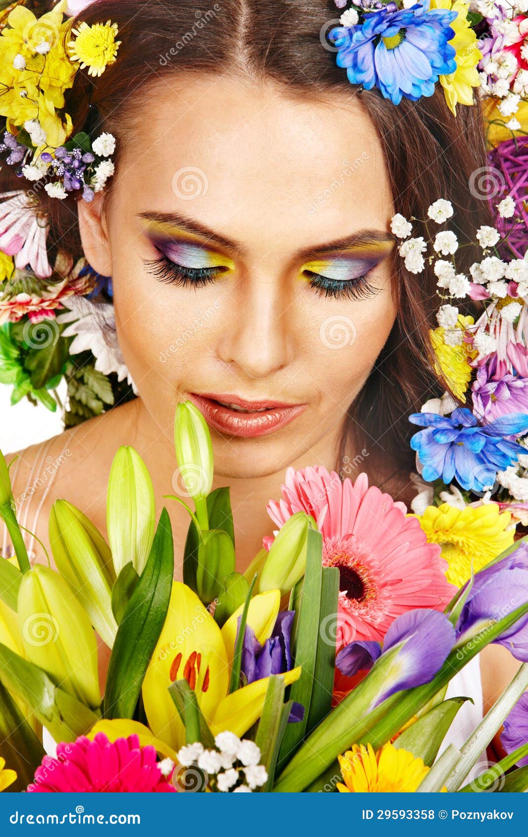 Face of woman with flower. stock photo. Image of healthy - 29593358