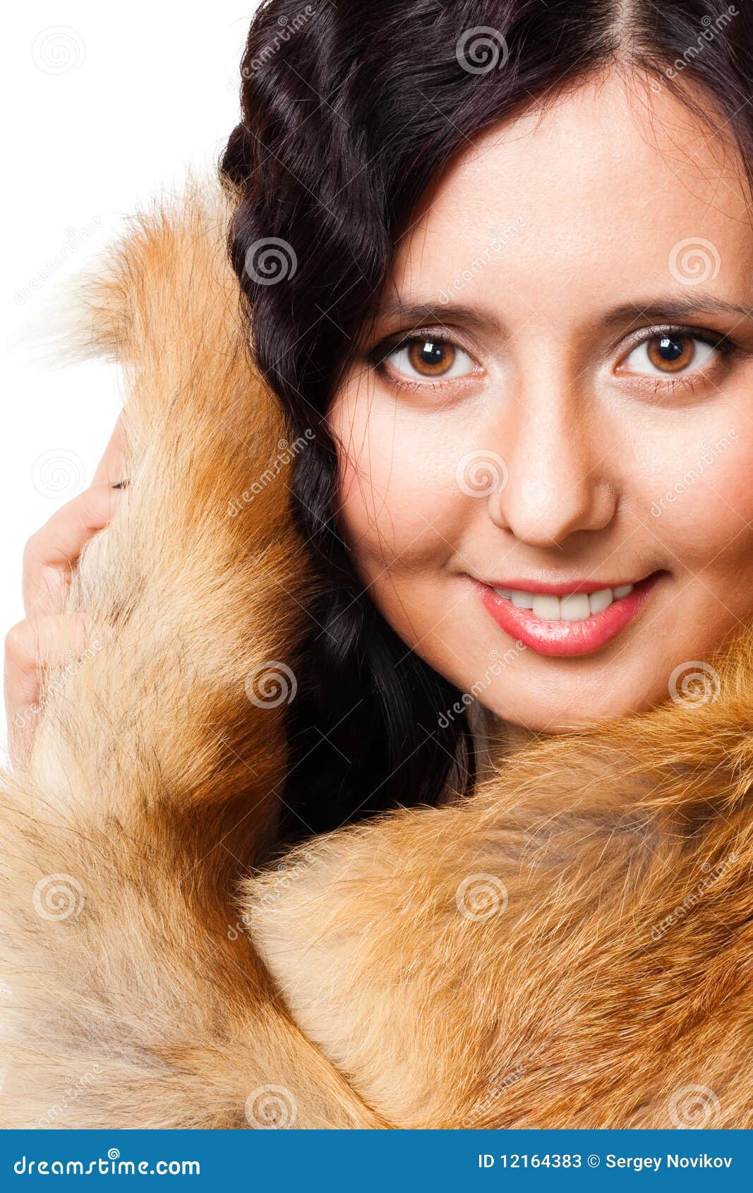 Face of a woman with fur stock image. Image of person - 12164383