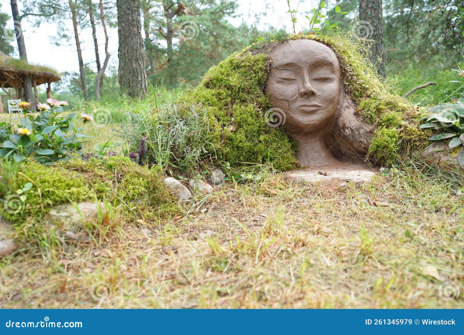 Face of a Woman Made of Mud in a Forest Stock Image - Image of park ...