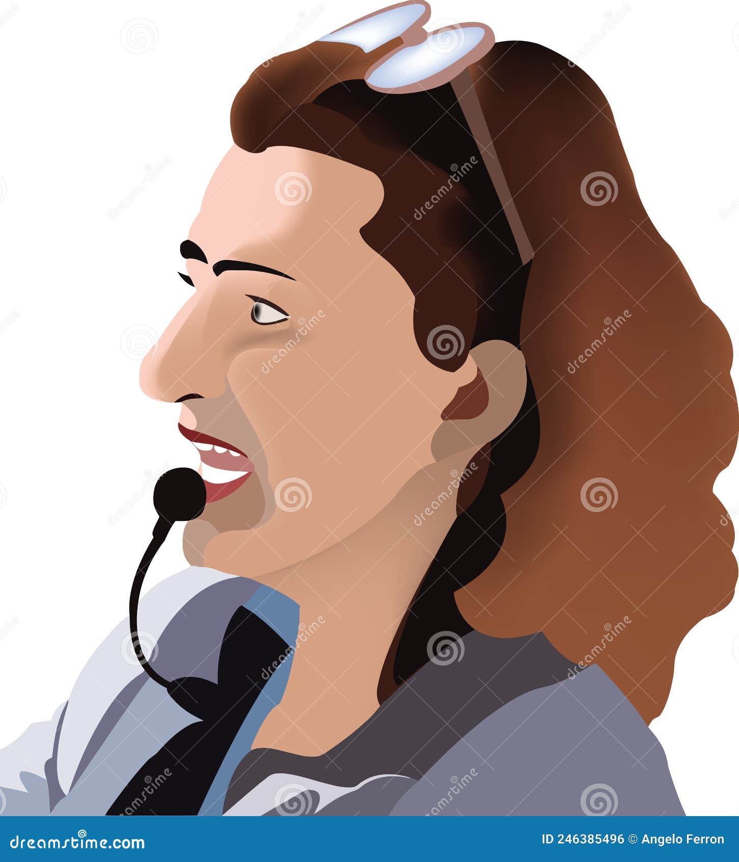 Face of Woman Making Tour Guide with Microphone- Stock Vector ...