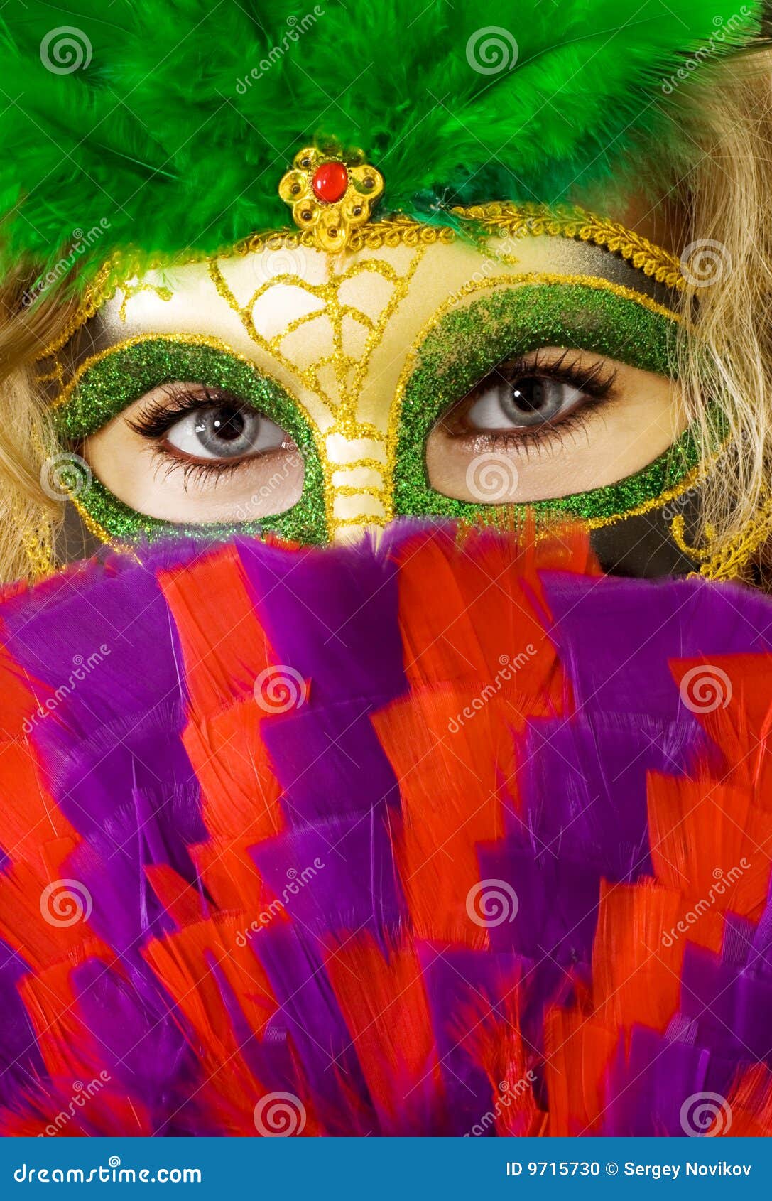 Face of Woman in Mask with Fan Stock Photo - Image of hide, female: 9715730