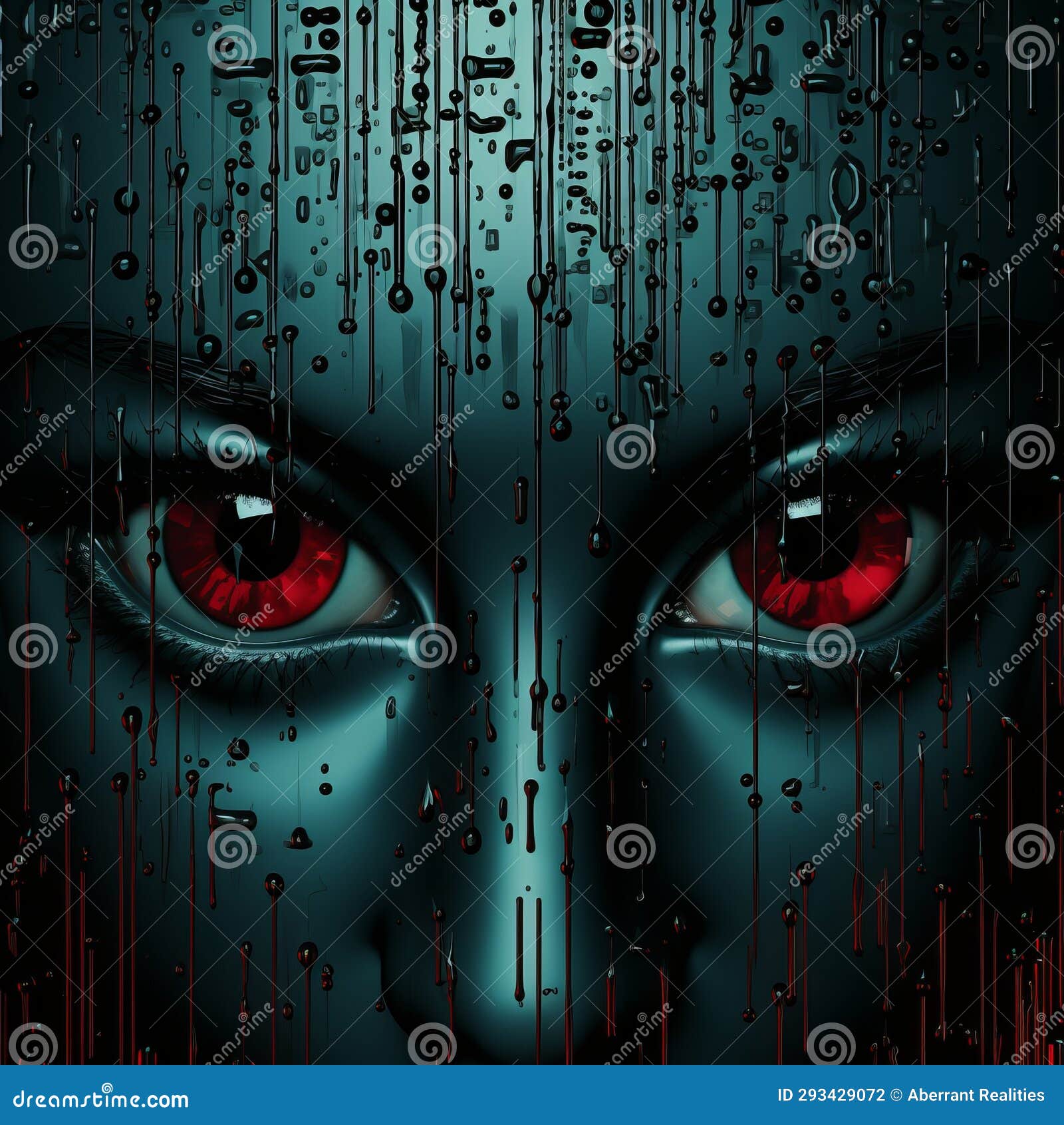 The Face of a Woman with Red Eyes and Blood on Her Face Stock ...