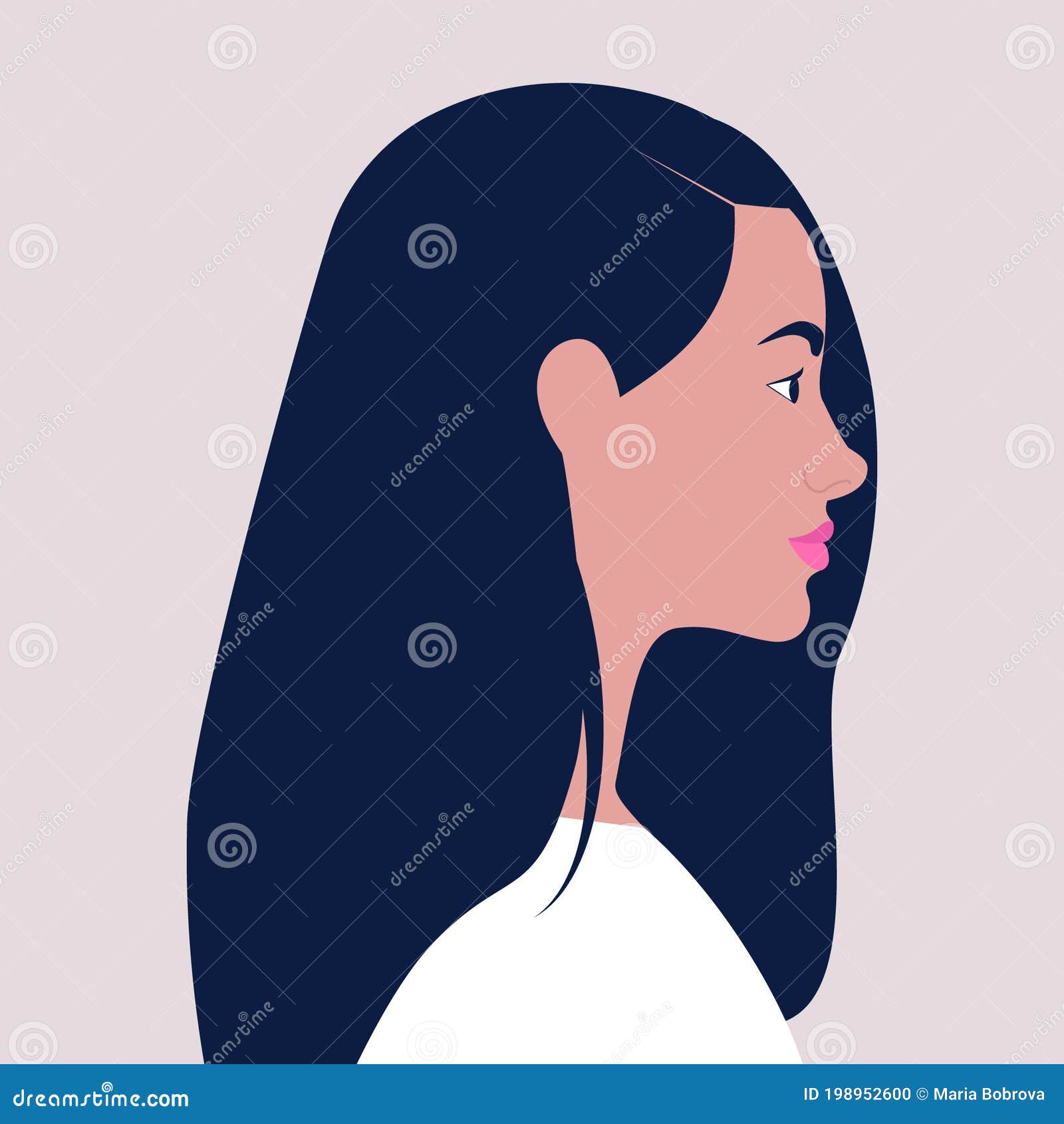 Face stock vector. Illustration of profile, people, flat - 198952600