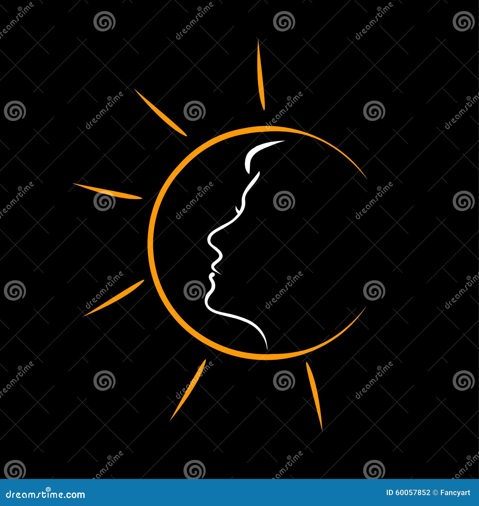 Face of a woman in the sun stock vector. Illustration of lady - 60057852