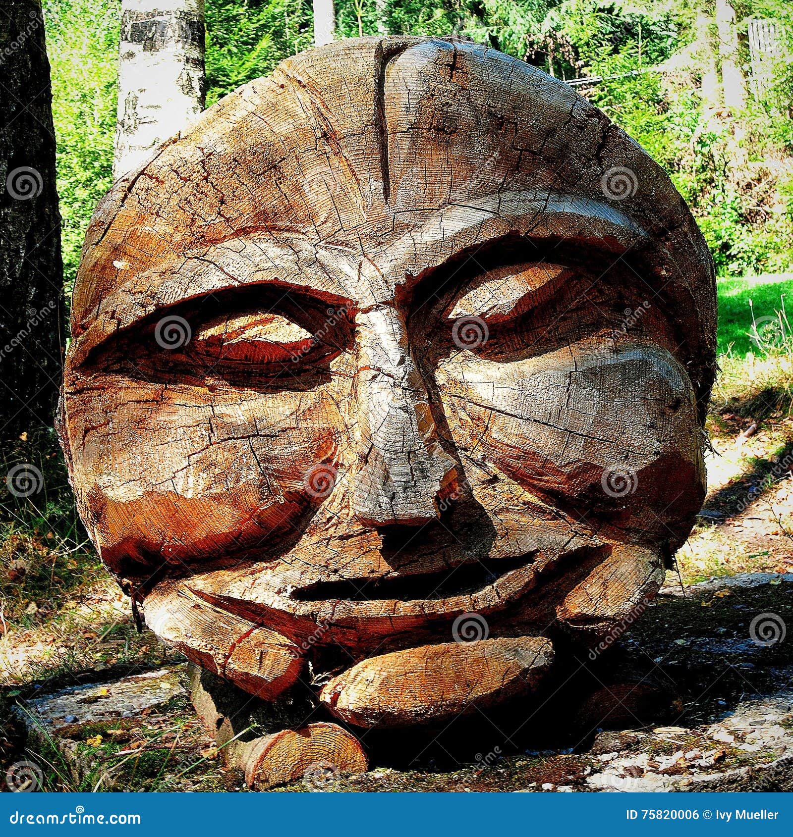 A face stock photo. Image of holz, wood, carved, face - 75820006