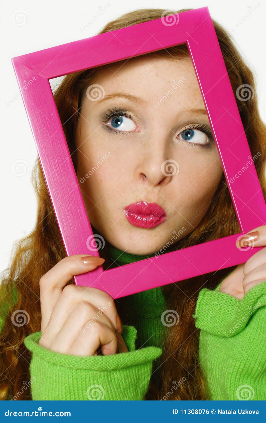 Face of the Young Beautiful Girl in a Frame Stock Photo - Image of hair ...