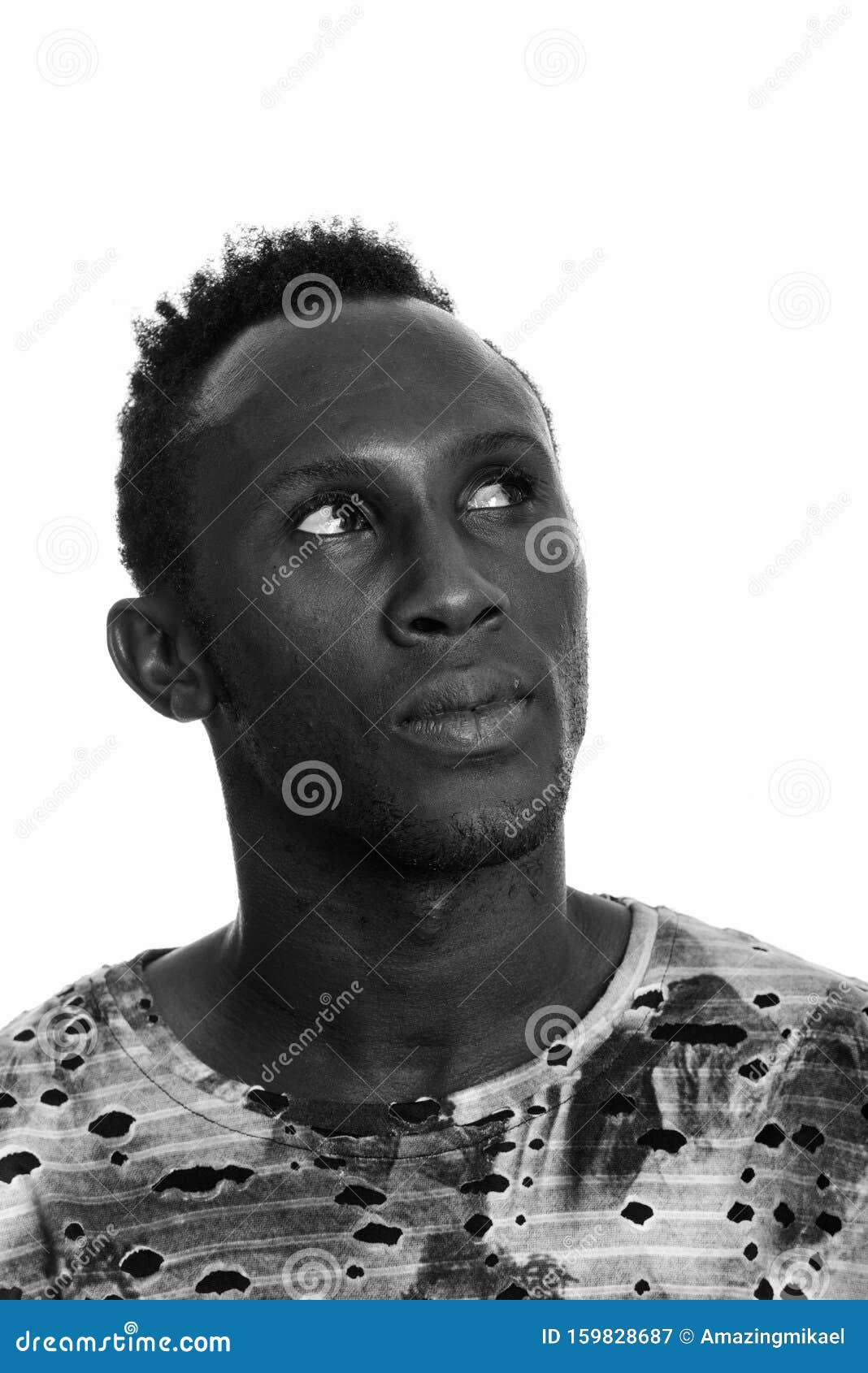Face of Young Black African Man Thinking Stock Image - Image of ...