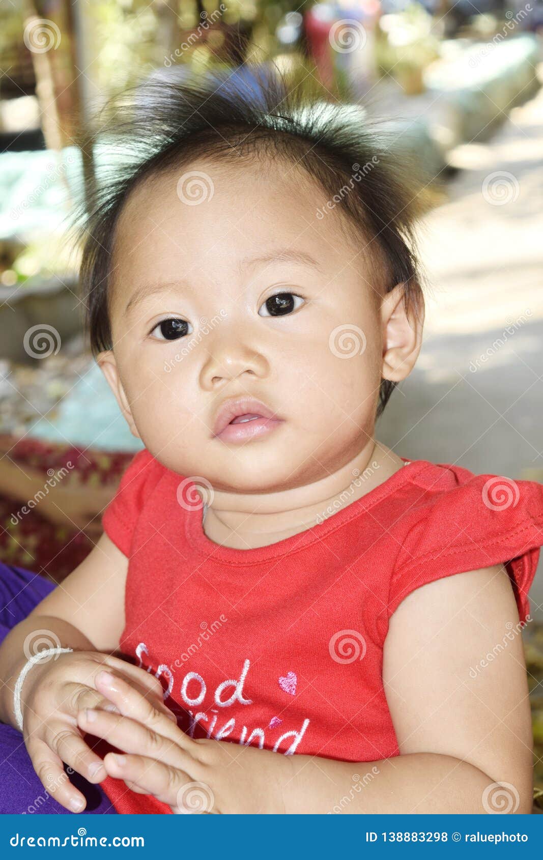 The Face of a Young Child is Staring at the Front Stock Photo - Image ...
