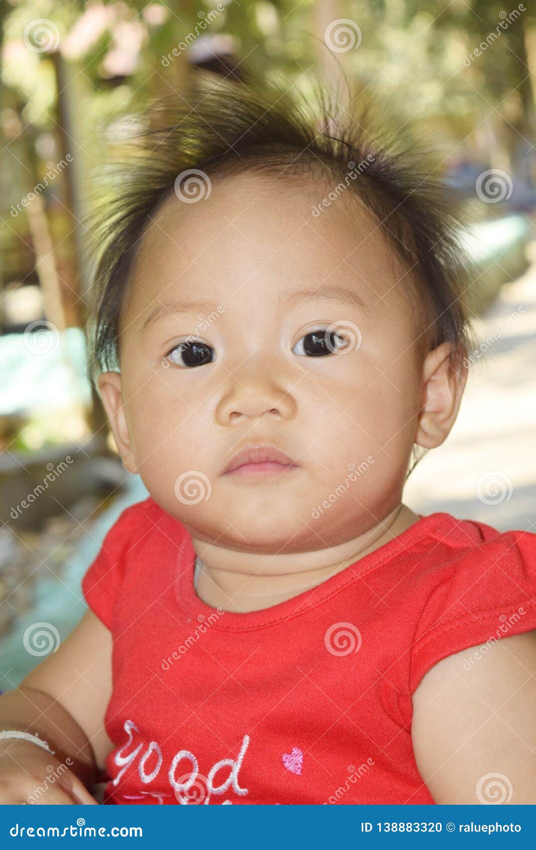 The Face of a Young Child is Staring at the Front Stock Photo - Image ...