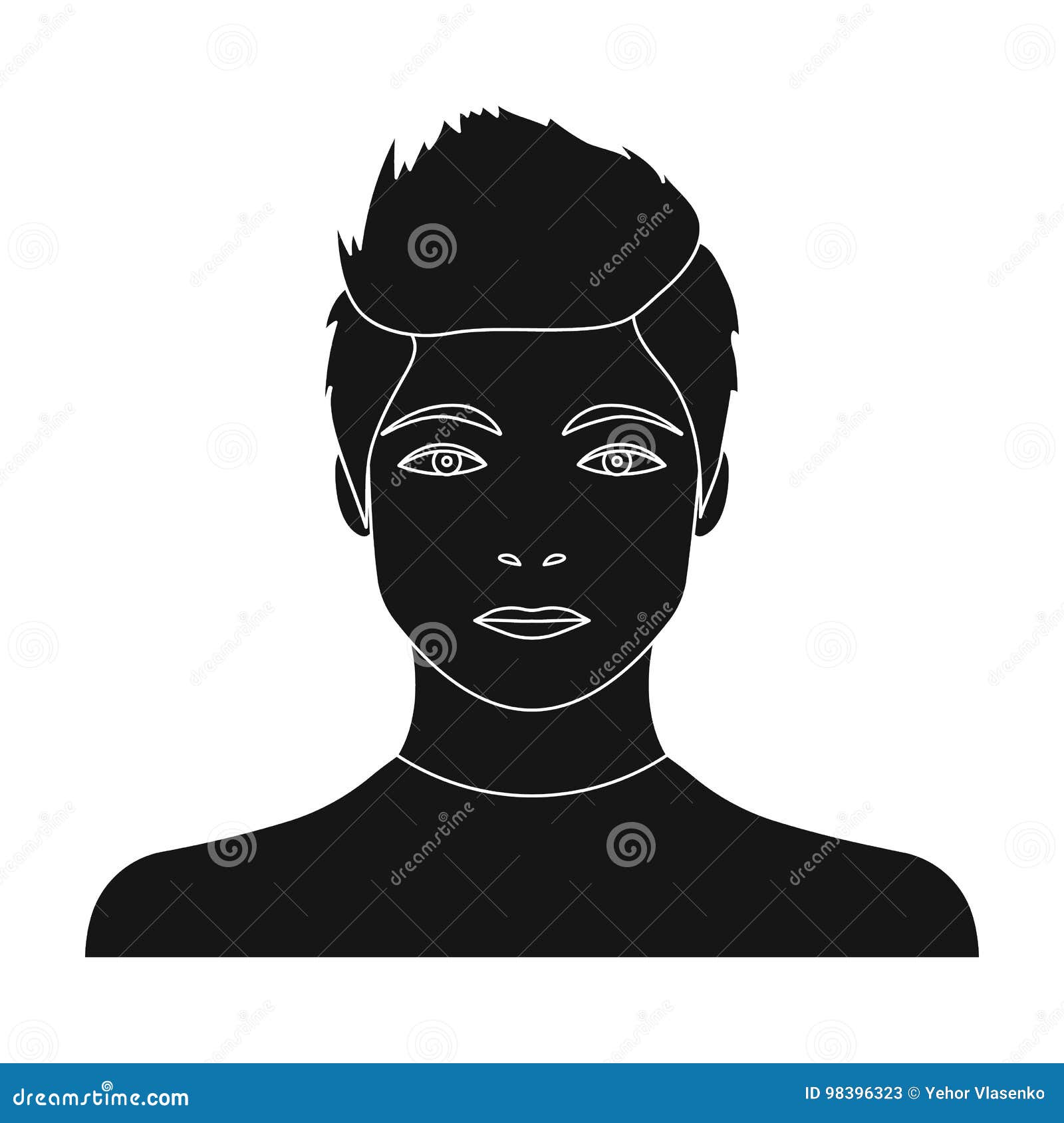The Face of a Young Guy. Face and Appearance Single Icon in Black Style ...