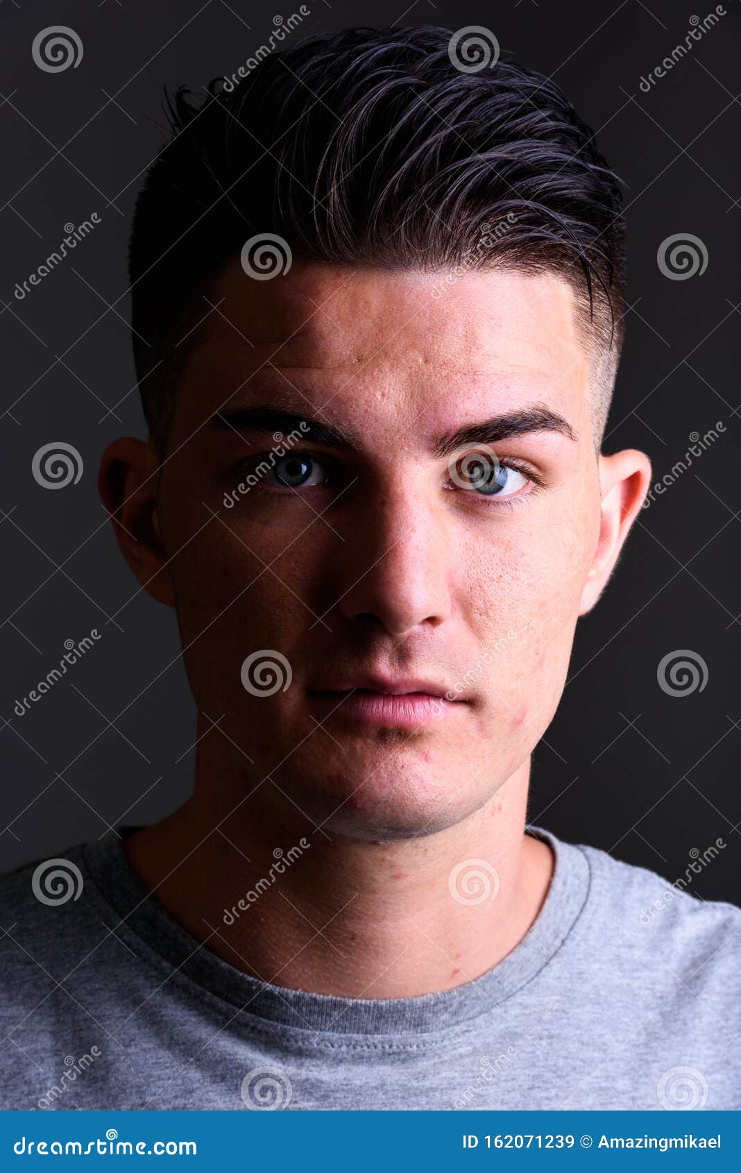 Face of Young Handsome Man Shot with Moody Lightning Stock Image ...