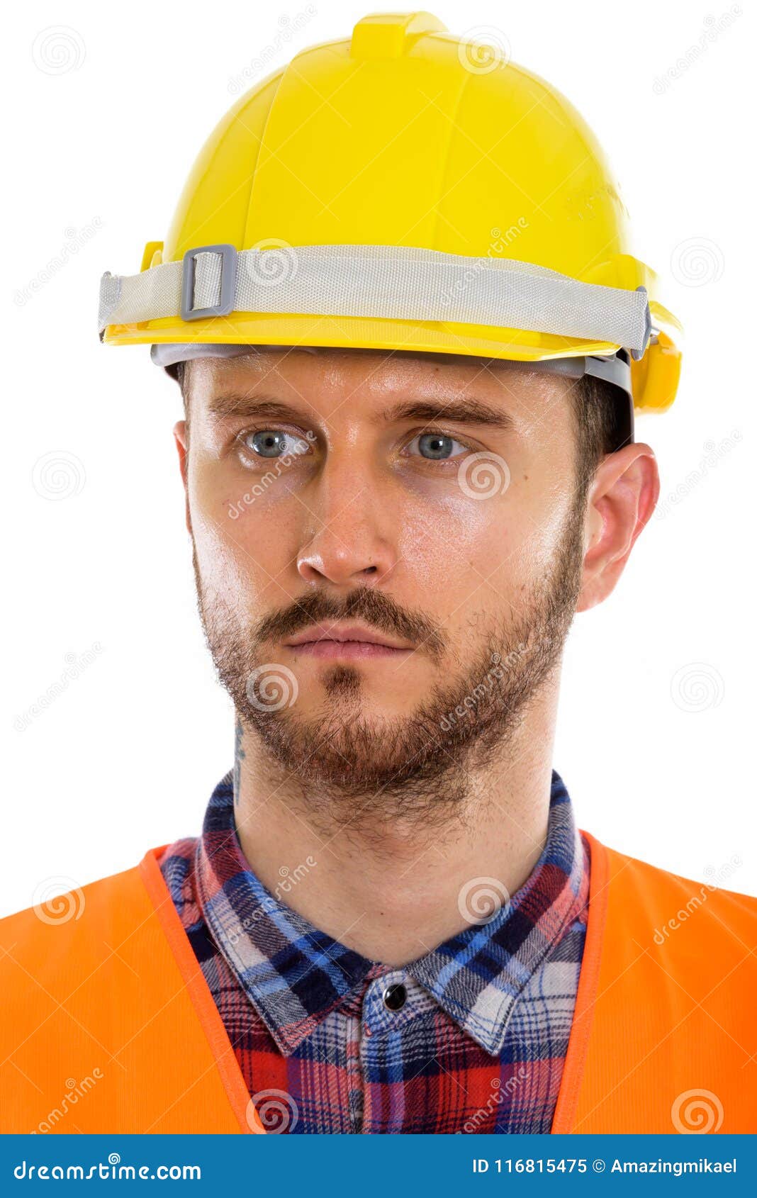 Young Handsome Bearded Man Construction Worker Stock Image - Image of ...