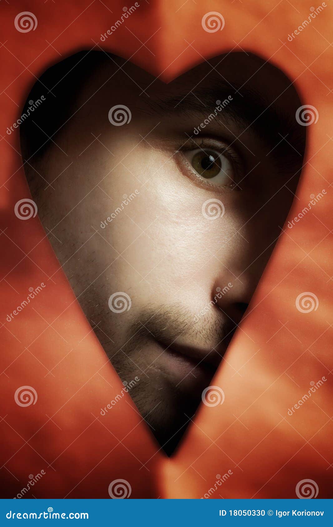 Face of Young Man with Heart Stock Photo - Image of shaped, cute: 18050330