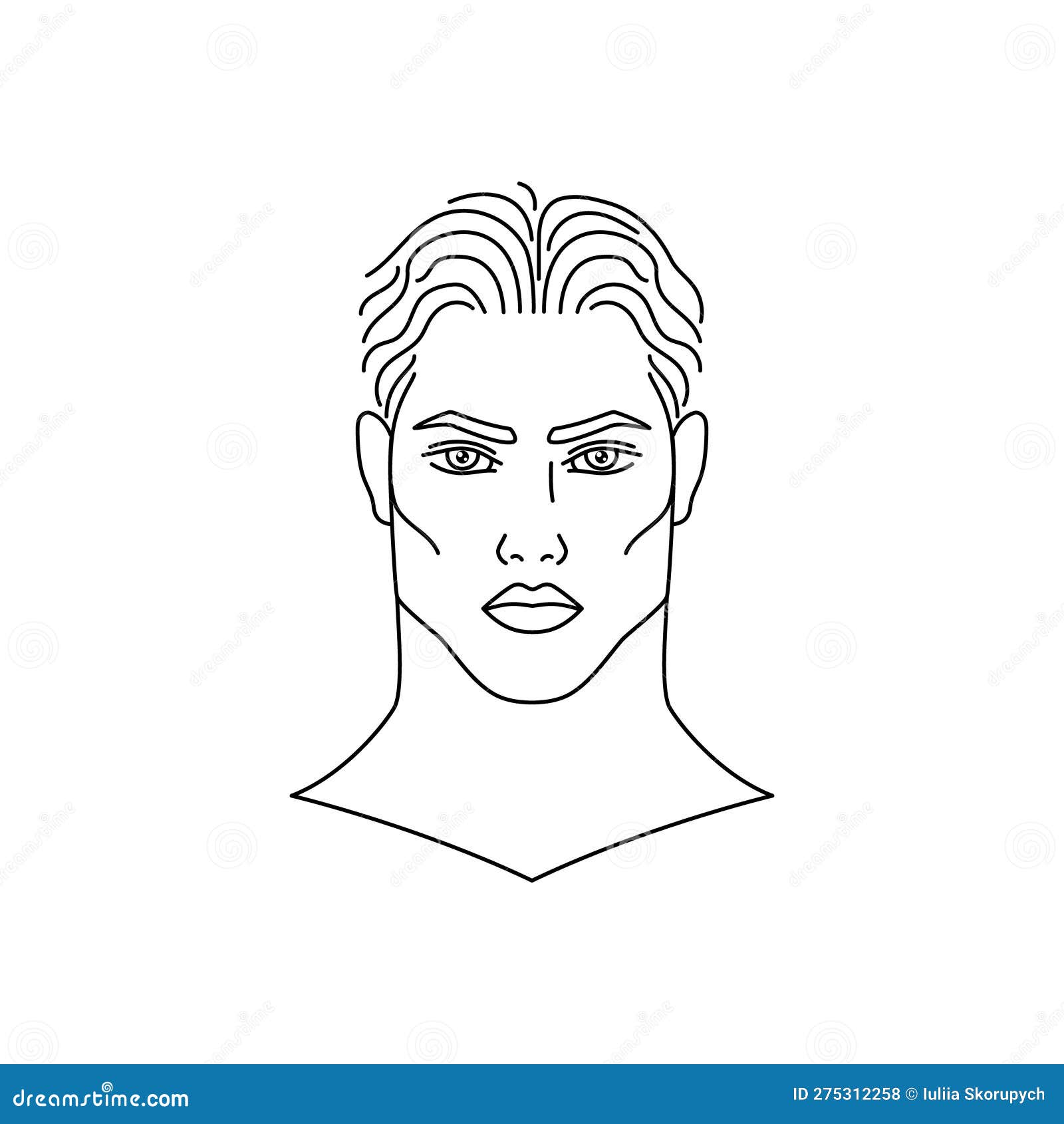 Face of the young man. stock vector. Illustration of line - 275312258