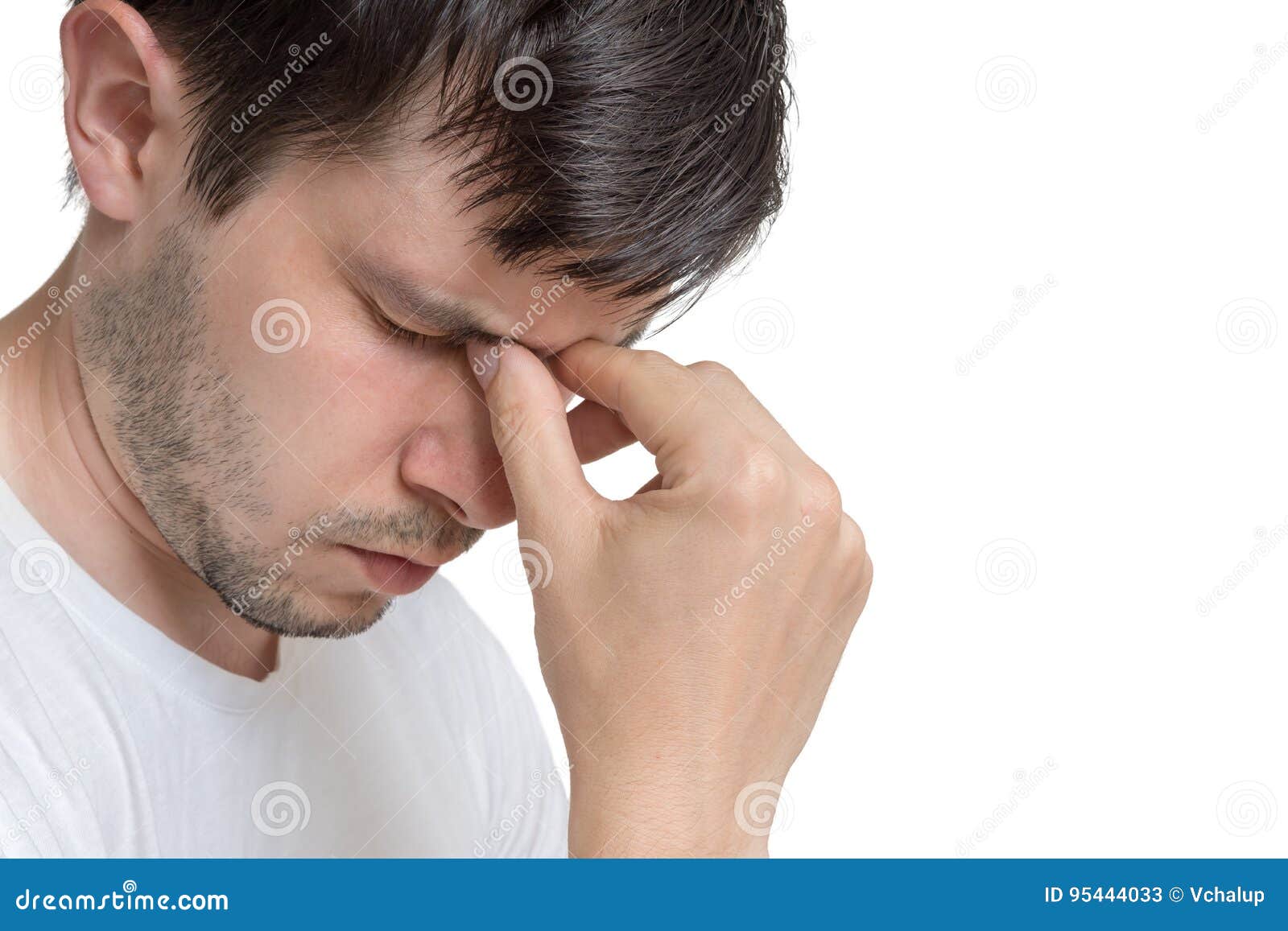 Face of Young Sad Man Isolated on White Background Stock Image - Image ...