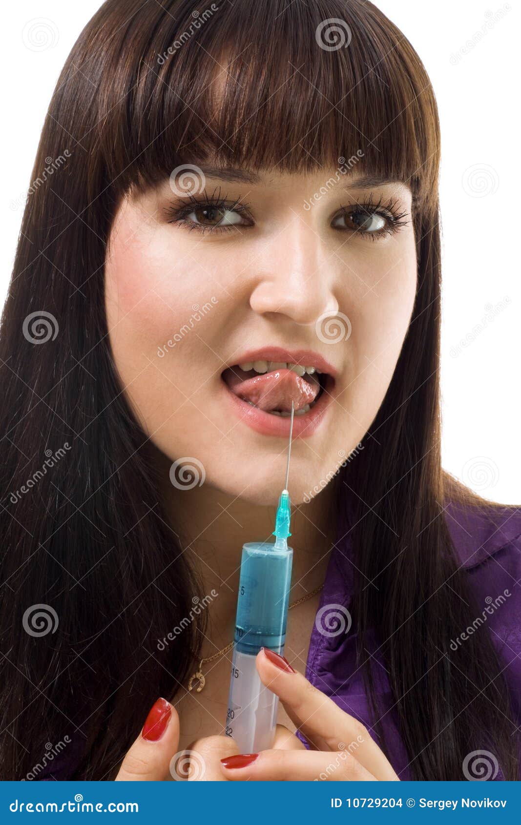 Face of a Young Woman Holding Syringe Stock Photo - Image of girl ...