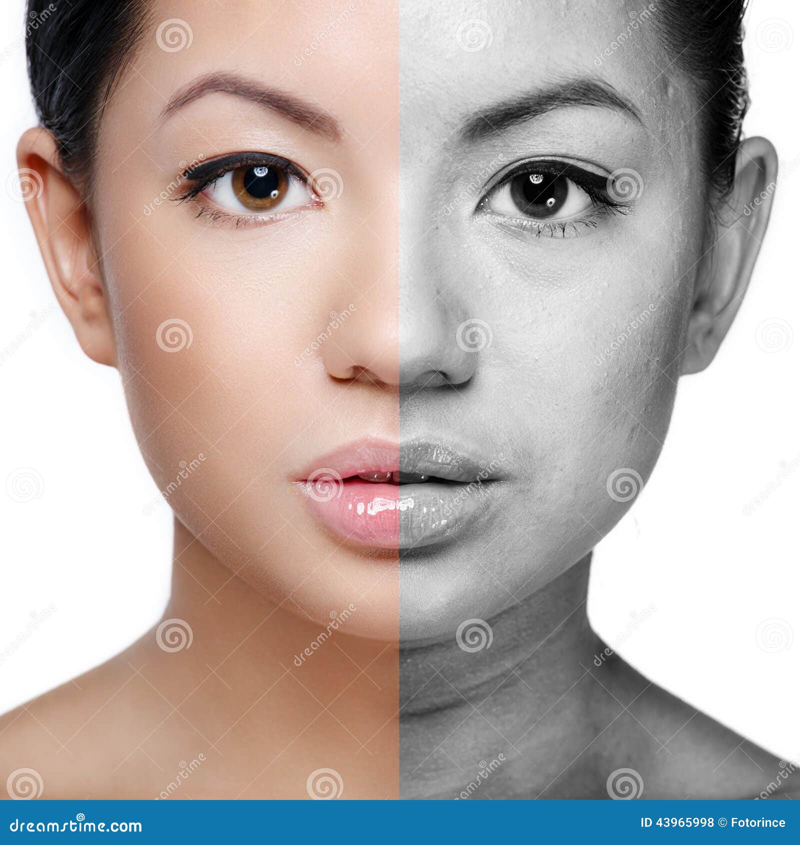 Face of Young Woman before and after Retouch Stock Photo - Image of ...