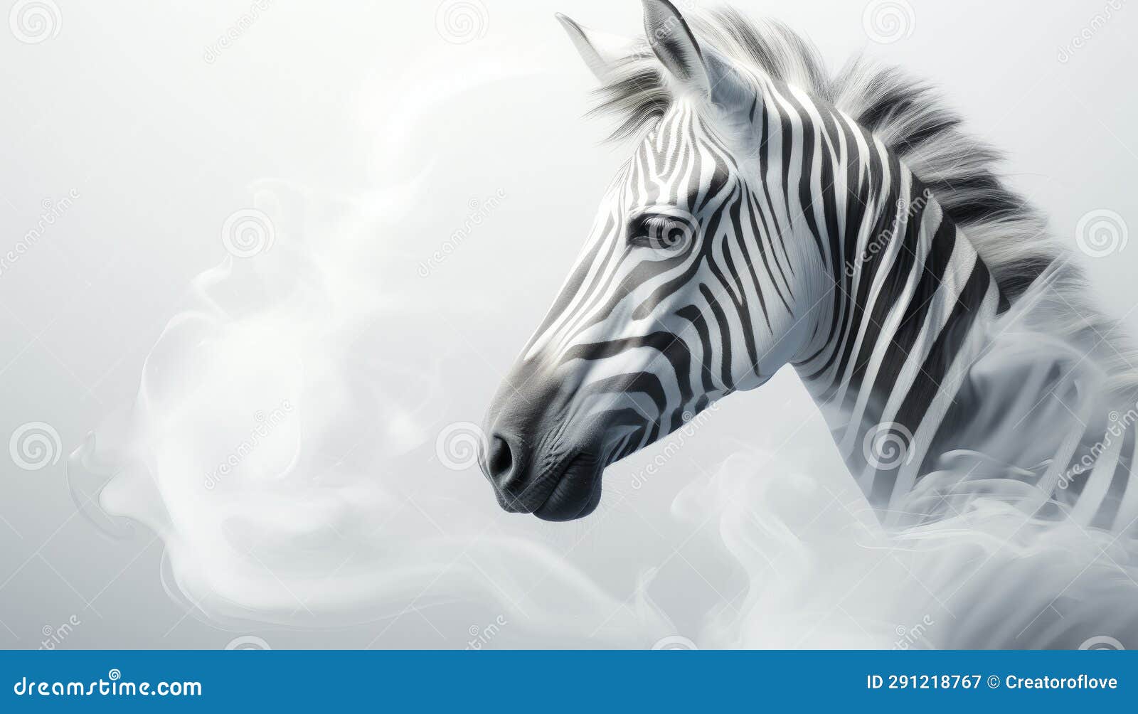 A Face of Zebra with White Smoke Generative AI Stock Illustration ...