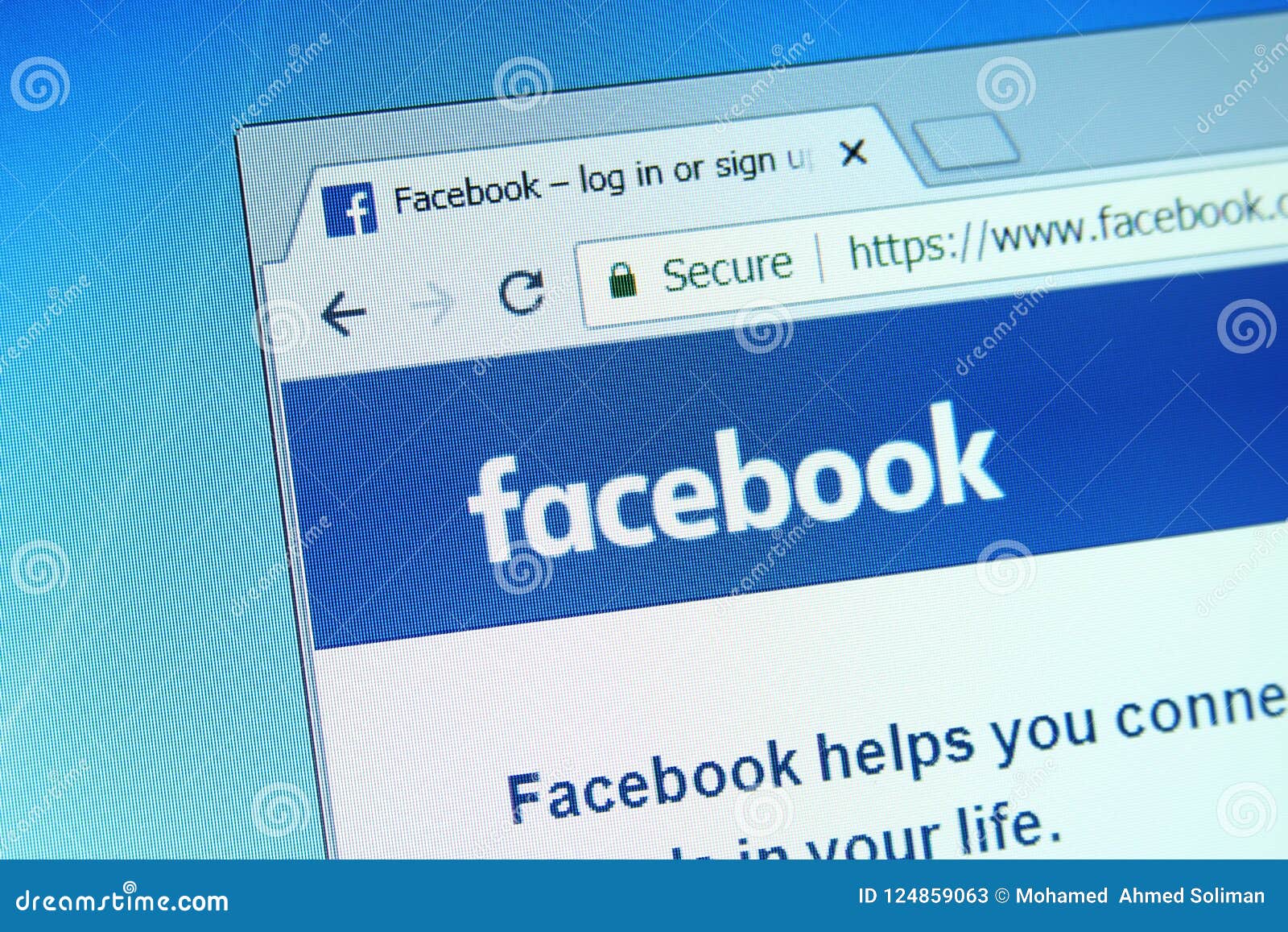 Facebook computer screen editorial stock photo. Image of media - 124859063