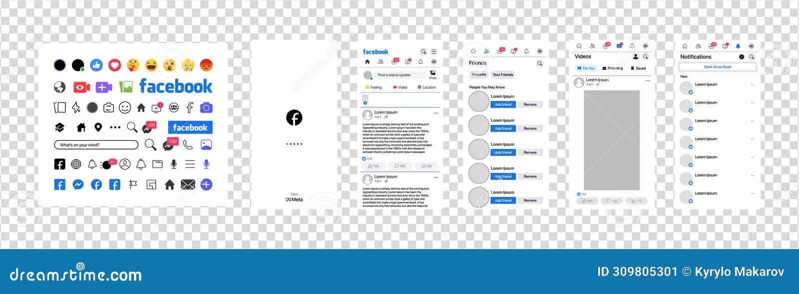 Facebook Design. Loading Screen, Social Media Interface Template ...