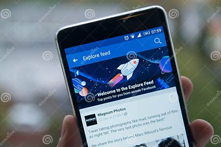 Facebook Explore Feed on Mobile Phone Editorial Stock Image - Image of ...