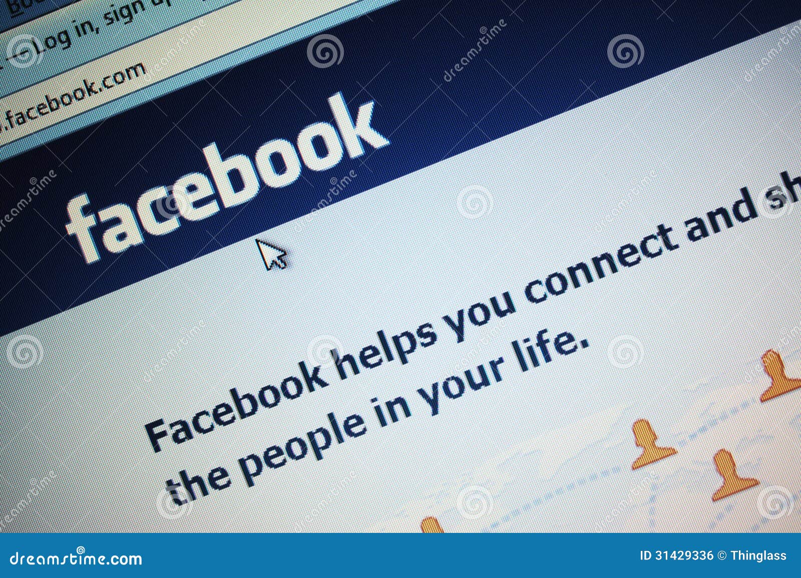 Facebook-Homepage redactionele foto. Image of curseur - 31429336