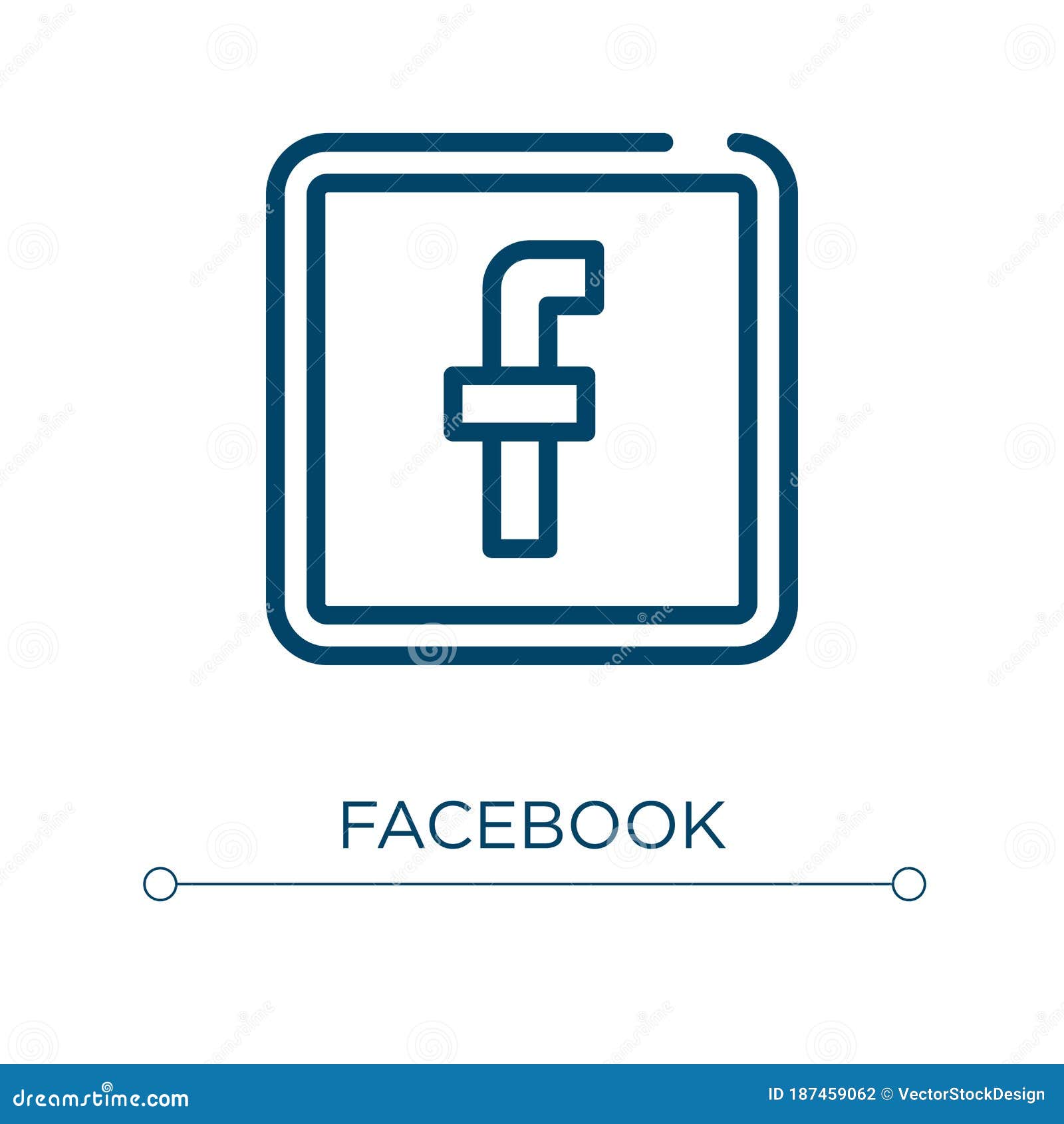 Facebook Icon. Linear Vector Illustration. Outline Facebook Icon Vector ...