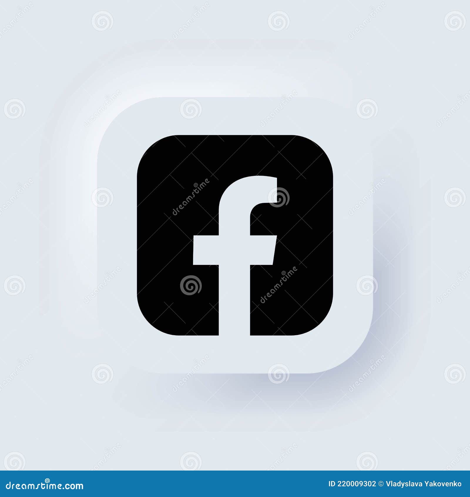 Facebook Icon. Neumorphic UI UX White User Interface Web Button ...
