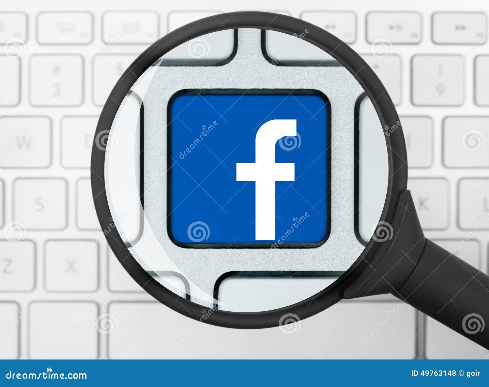 Facebook Icon Under The Magnifying Glass Editorial Image ...