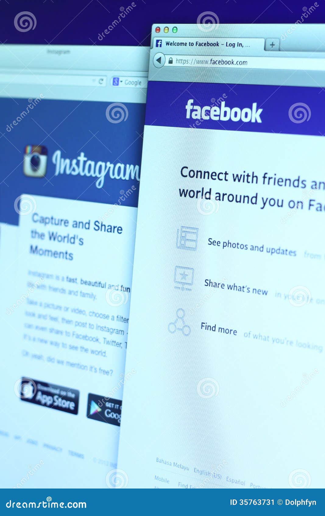 Facebook and Instagram Main Webpage Editorial Photo - Image of browser ... Facebook and Instagram Main Webpage Editorial Photo - Image of browser ...