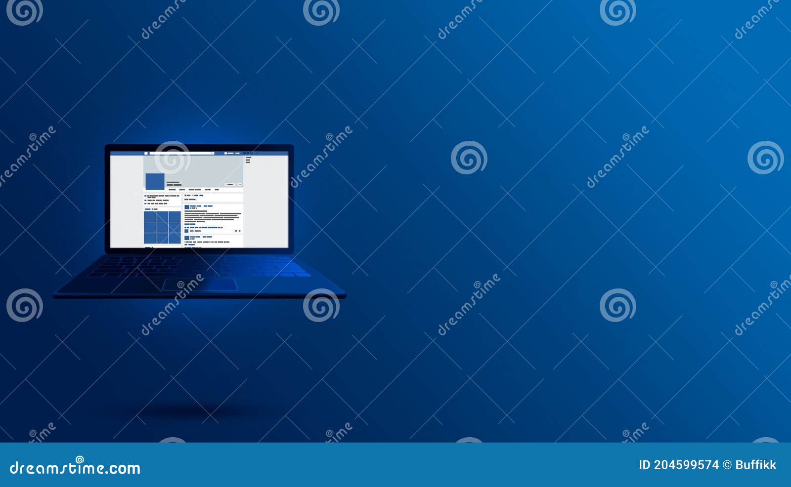 Facebook Interface on Laptop Screen Design Template. Facebook Interface ...