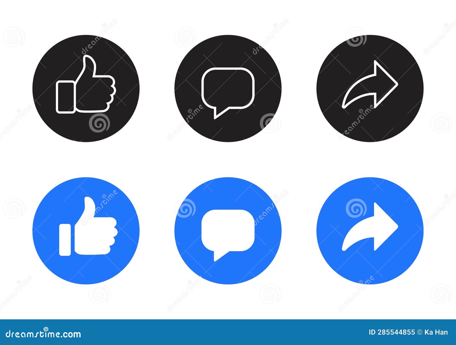 Facebook Like, Comment, and Share Icon Vector. Social Media Elements ...