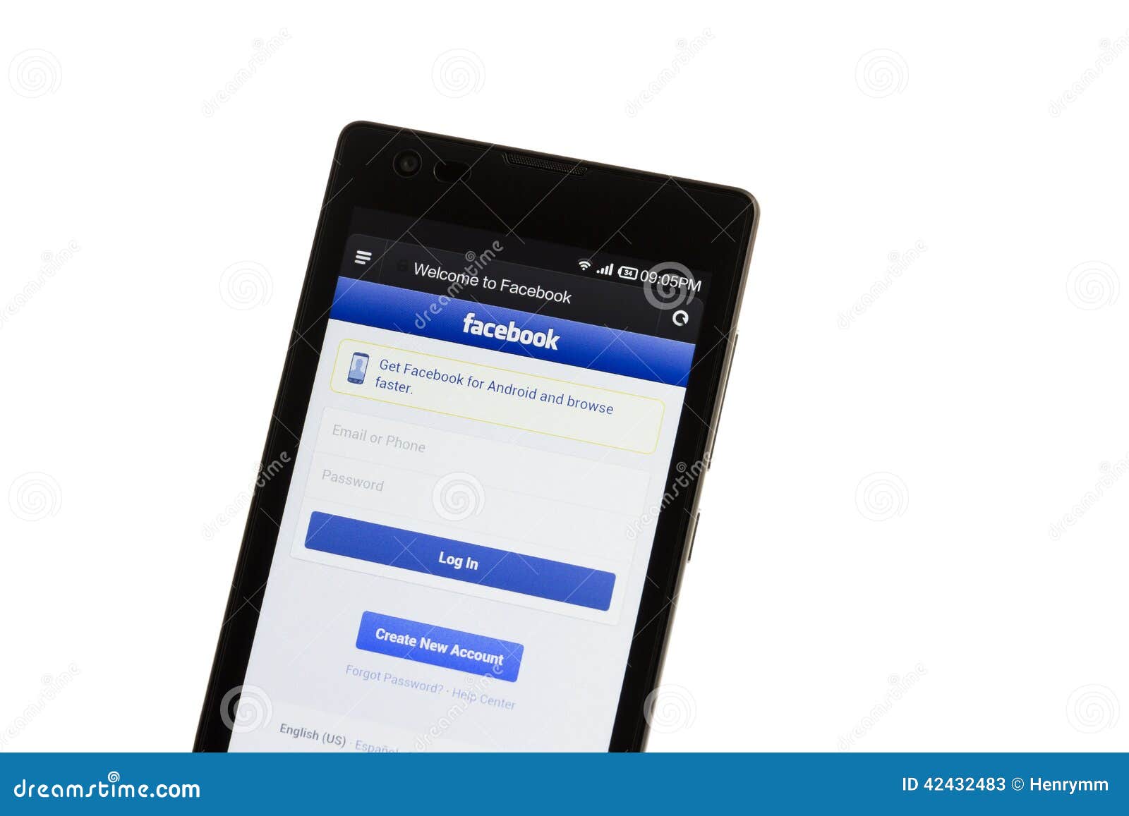 Facebook Log-in on Smart Phone Editorial Stock Photo - Image of follow ...