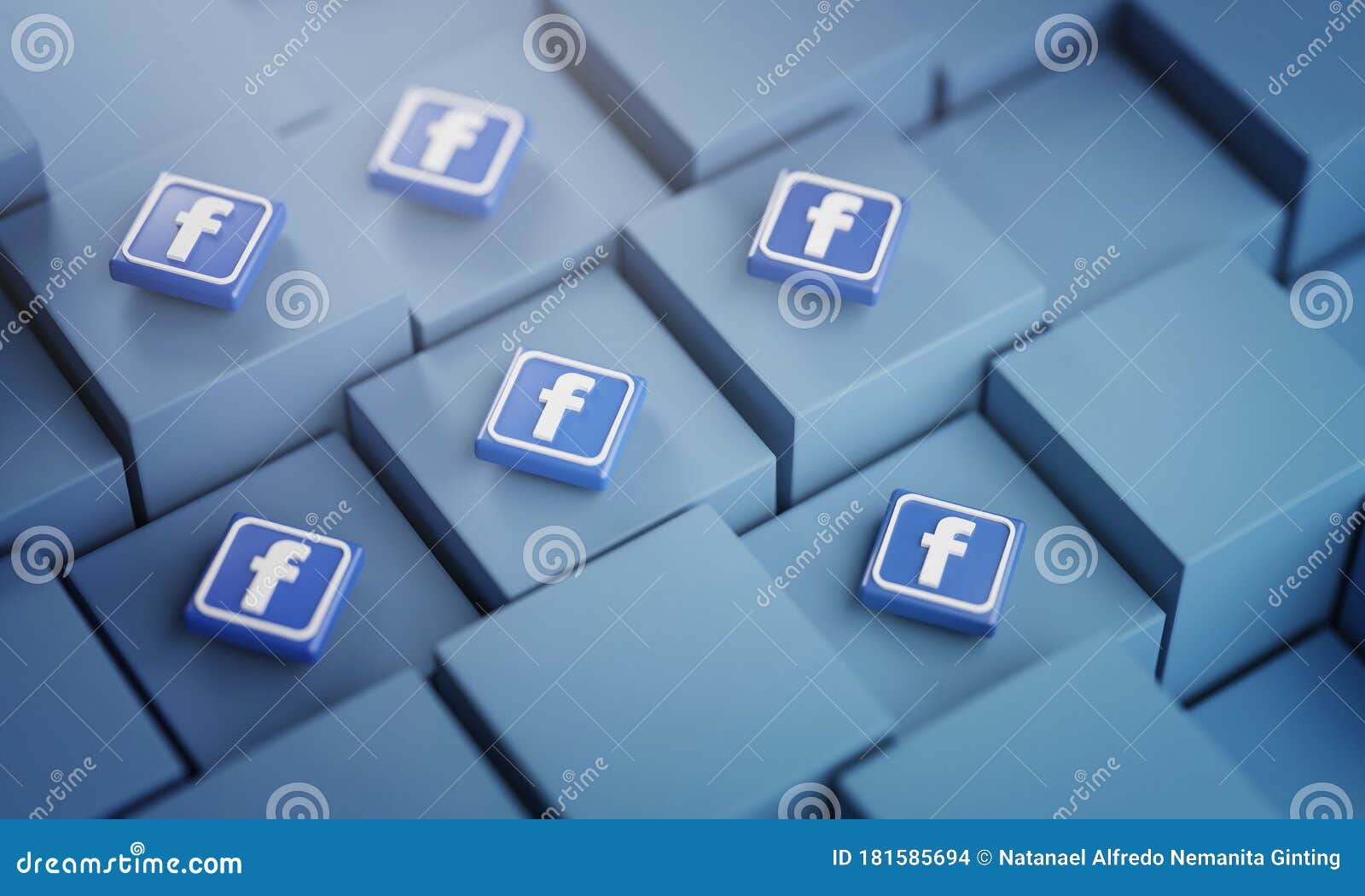 3D Rendering Facebook Logo Laying In Dark Texture Background. Editorial ...