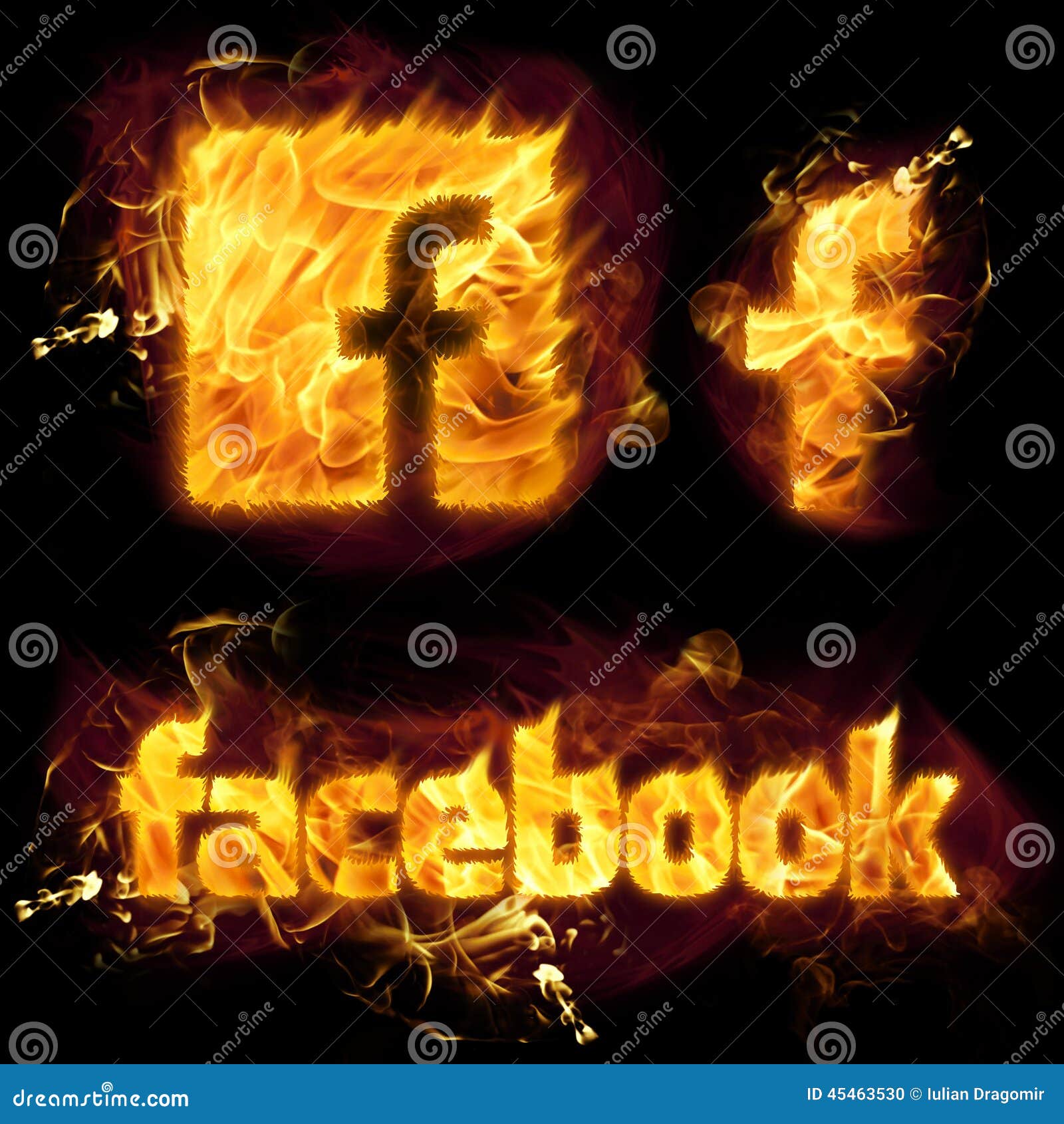 Facebook Logo on Fire editorial image. Illustration of social - 45463530